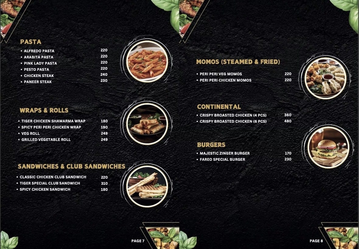 Menu of Tiger Aero Restaurant, Bannerghatta Road, South Bengaluru
