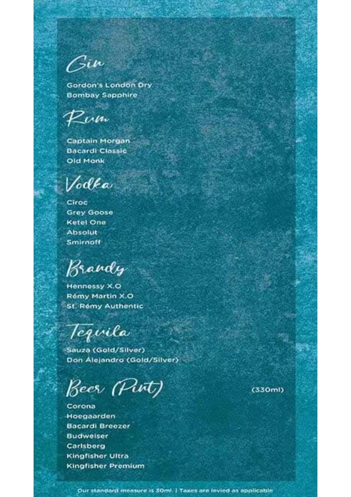 Menu of Jewel of Nizam-The Minar, Gandipet, Hyderabad