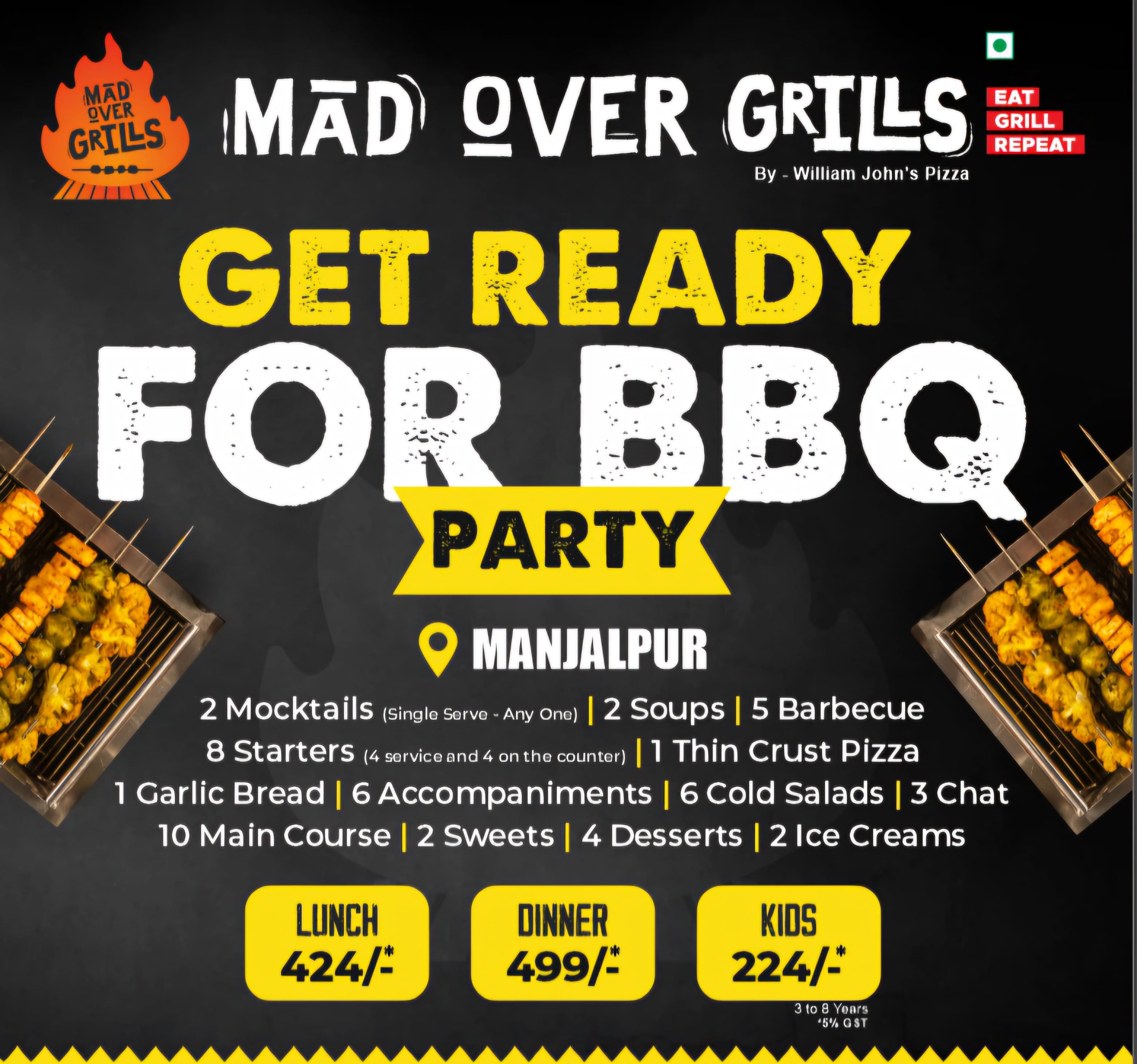 Menu of Mad Over Grills, Manjalpur, Vadodara