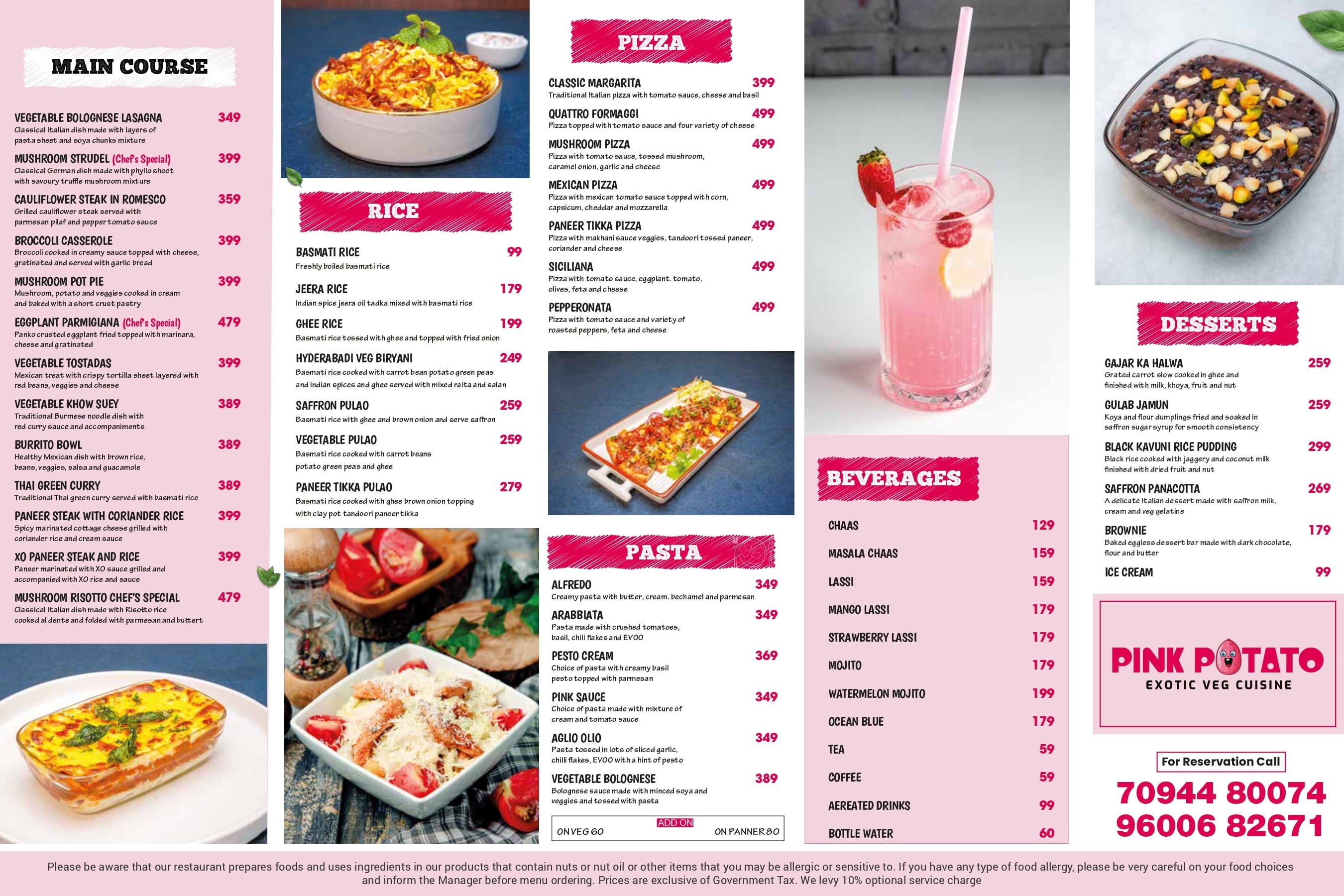 Menu of Pink Potato, Velachery, Chennai