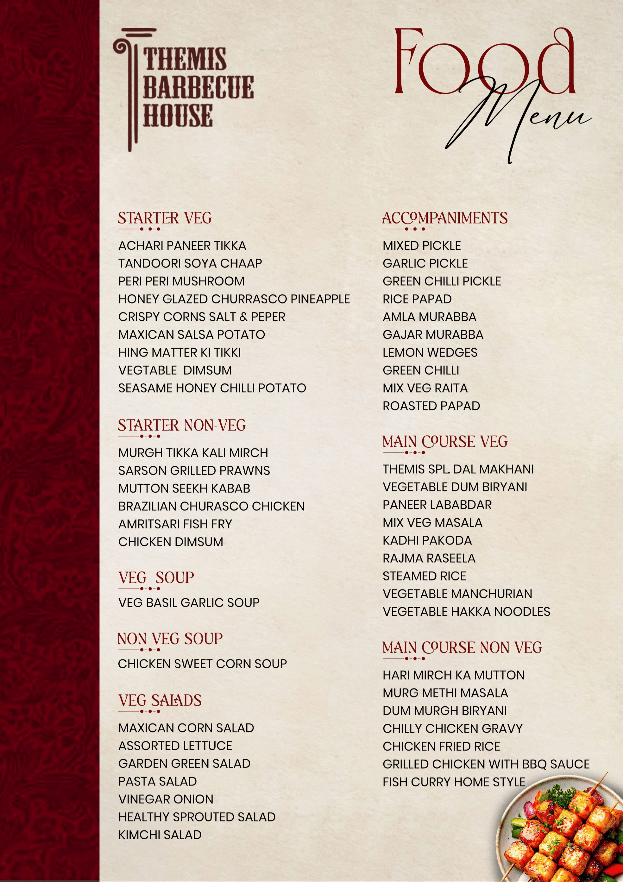 Menu of Themis Barbecue House, Ambience Mall, Gurgaon