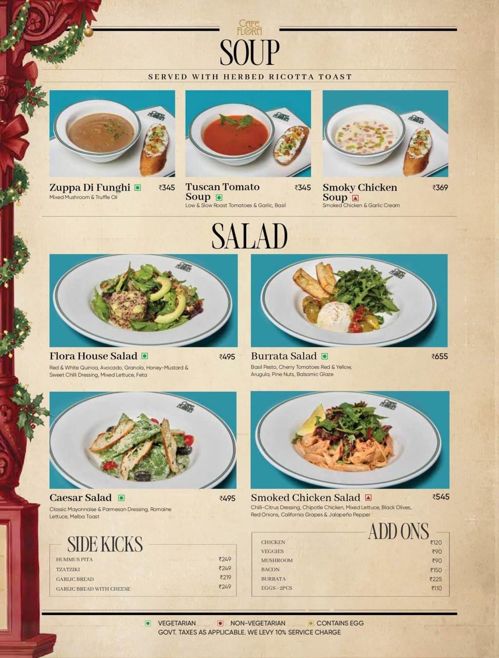 Menu of Cafe De Flora, Chanakyapuri, Central Delhi