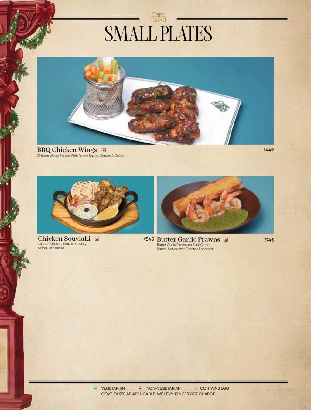 Menu of Cafe De Flora, Chanakyapuri, Central Delhi