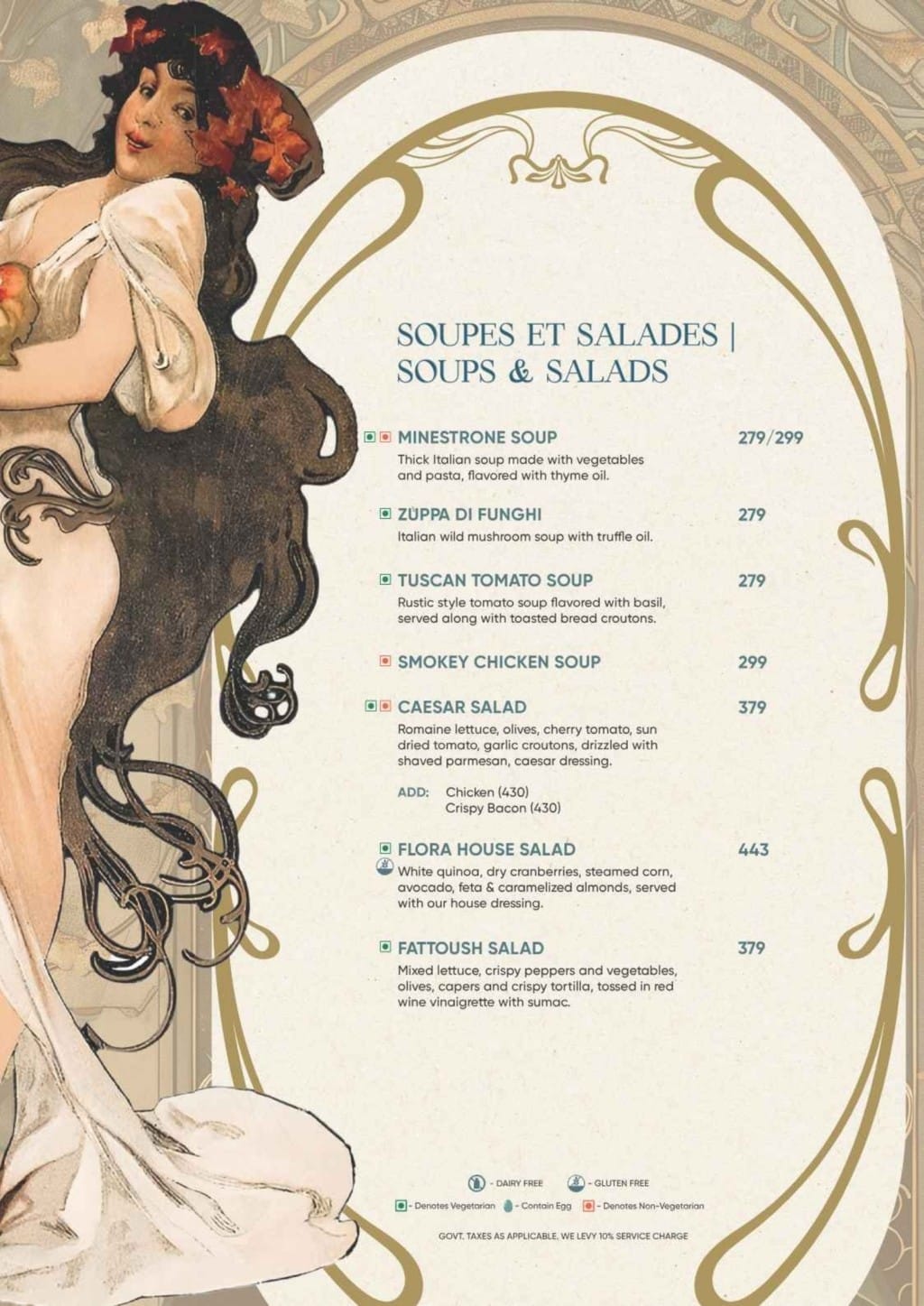 Menu of Cafe De Flora, Chanakyapuri, Central Delhi