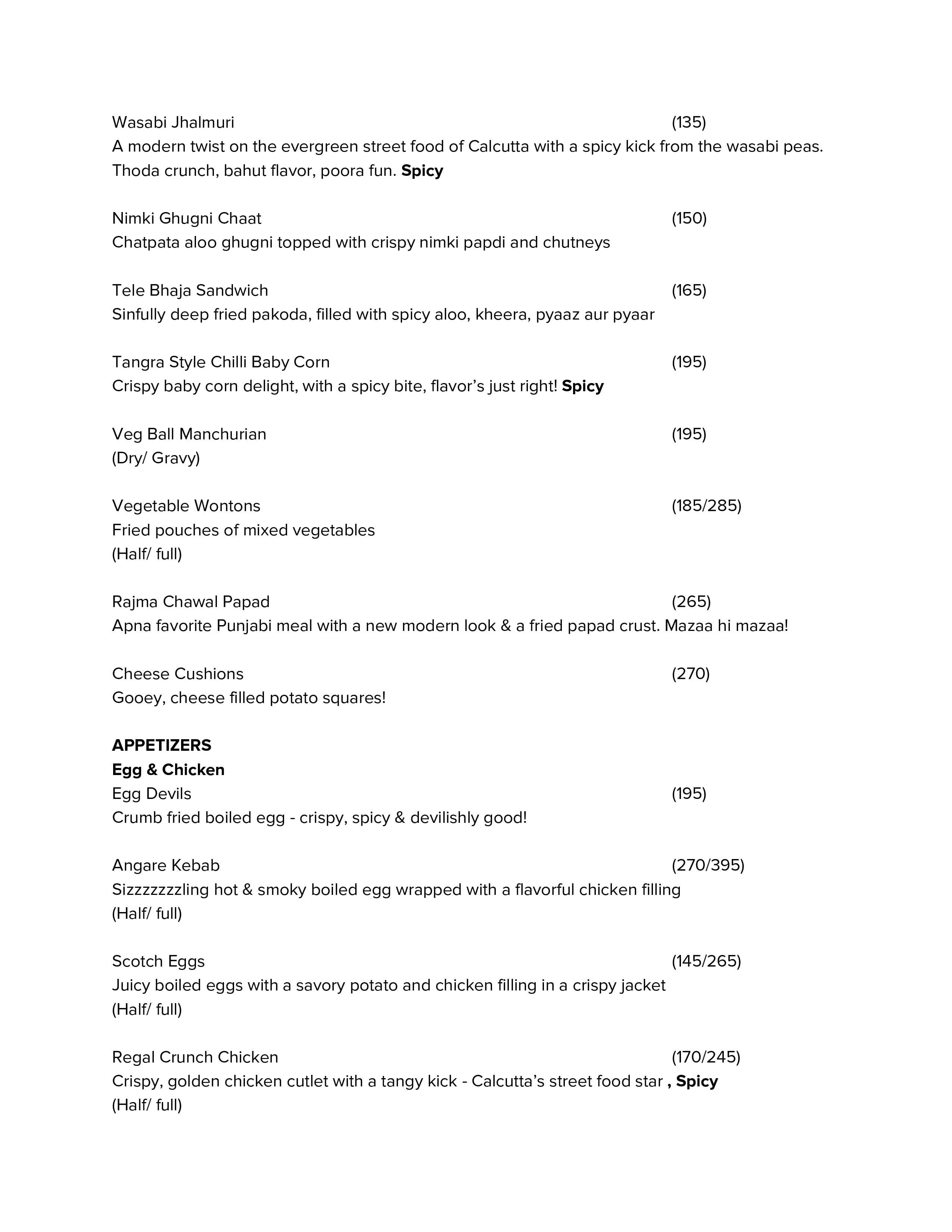 Menu of Jollygunj, Whitefield, East Bengaluru