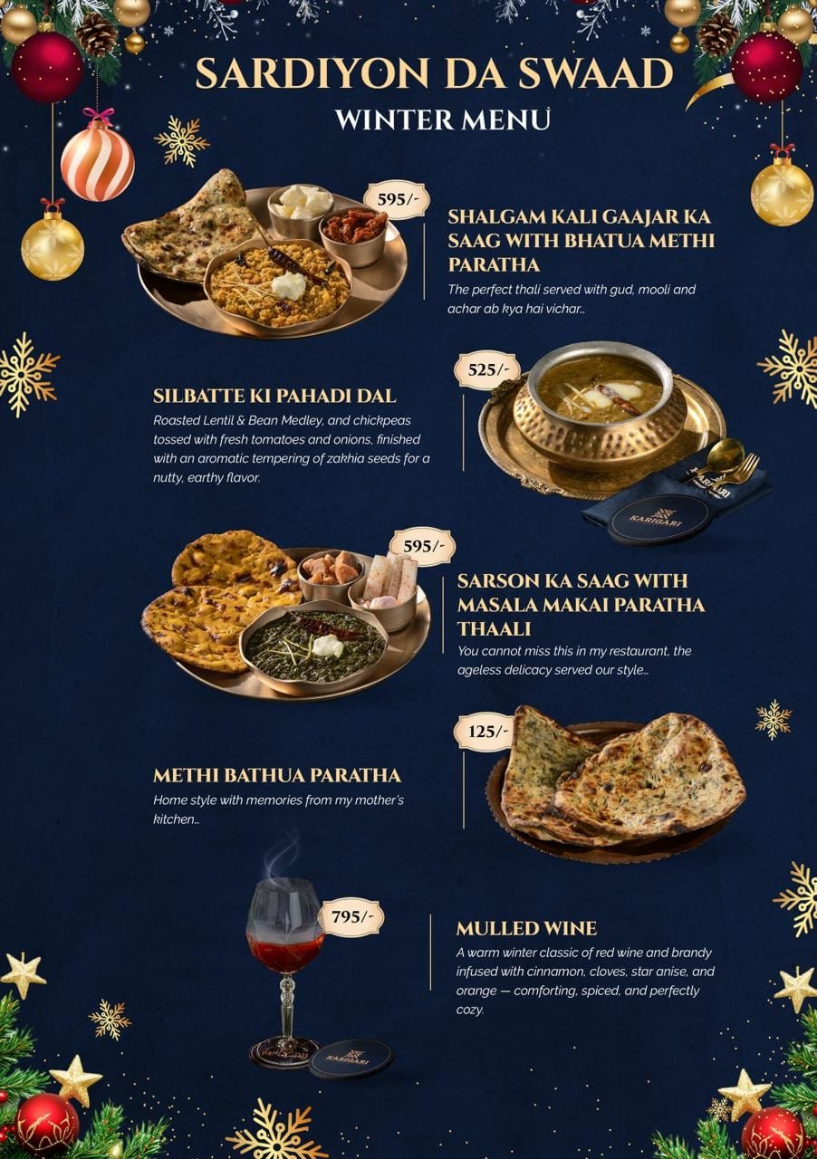Menu of Karigari By Chef Harpal Singh Sokhi, Janpath, Connaught Place ...