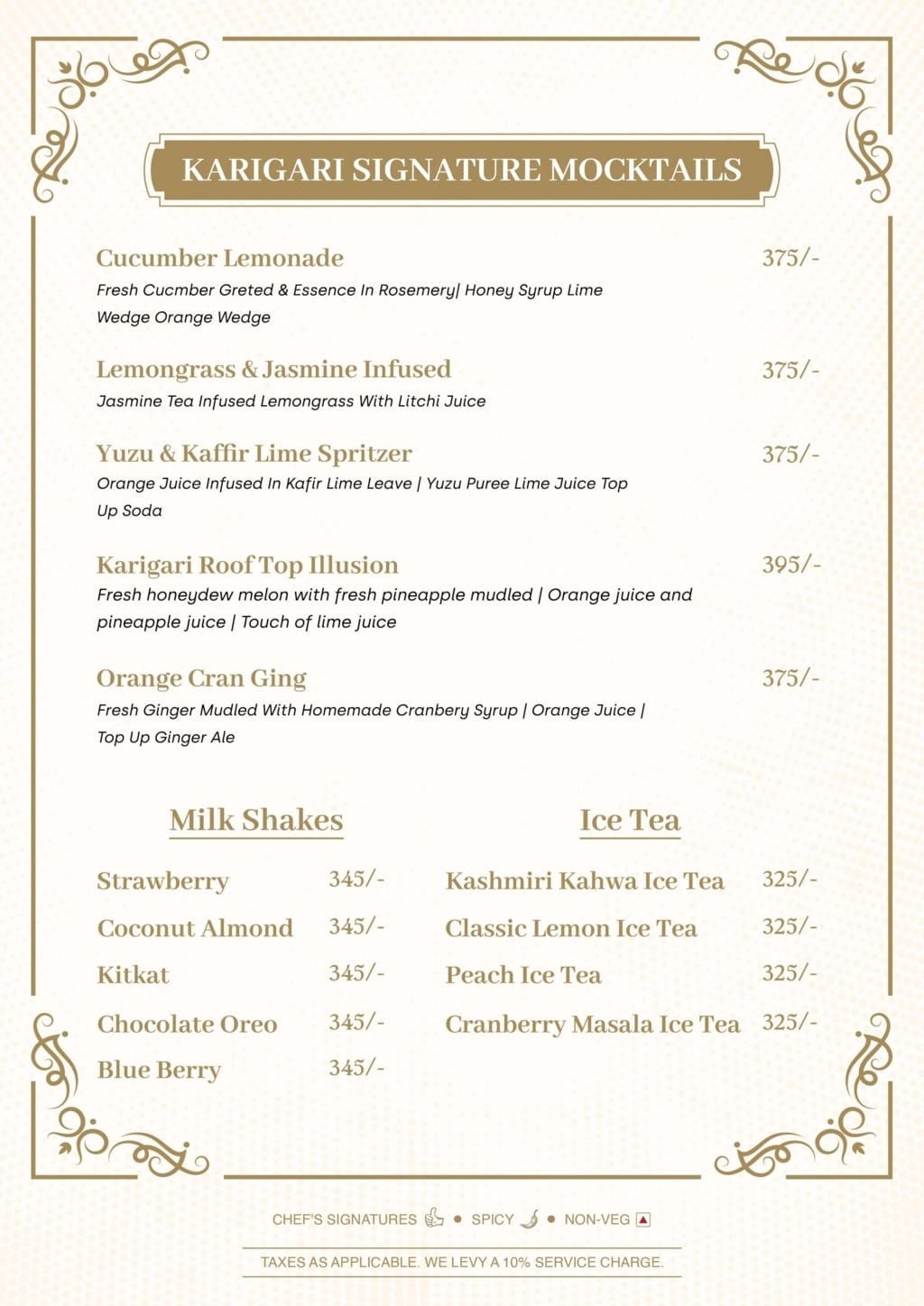Menu of Karigari By Chef Harpal Singh Sokhi, Janpath, Connaught Place ...