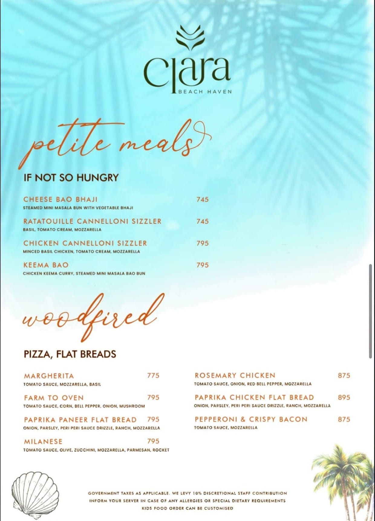 Menu of Clara (Beach Haven), Vagator, North Goa