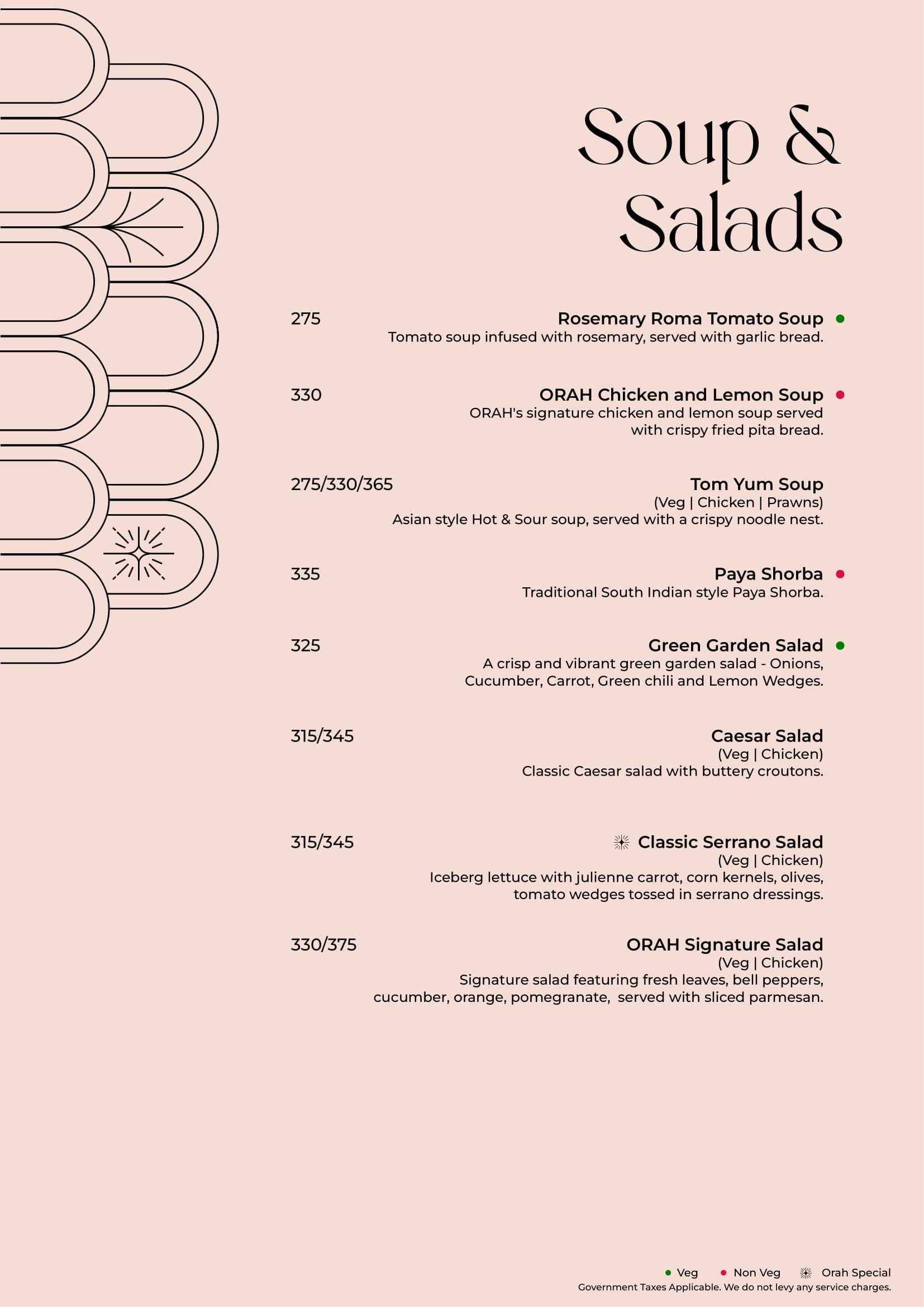 Menu of Orah Brew Garden, Yelahanka, North Bengaluru