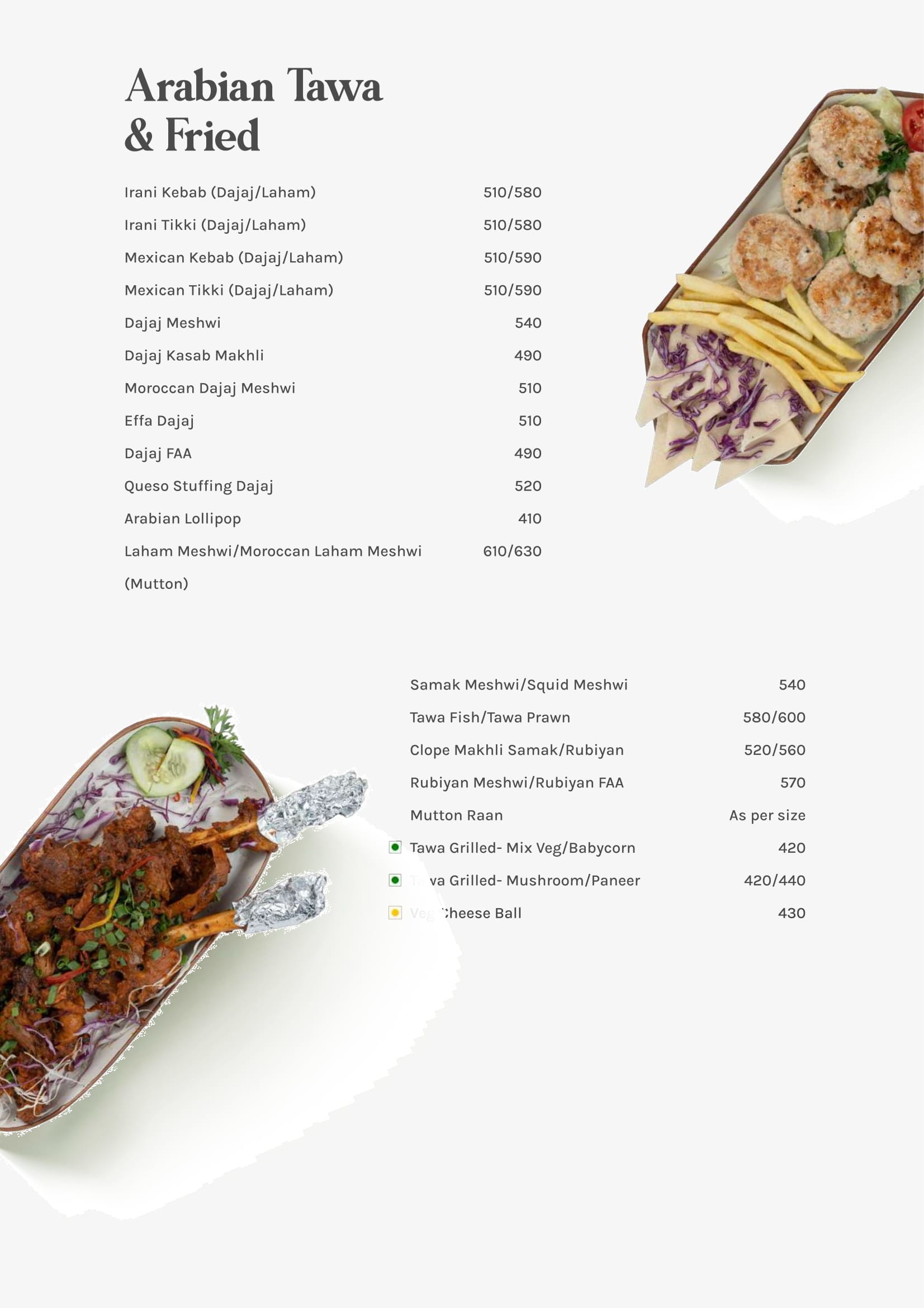 Menu of Coal Spark, Gachibowli, Hyderabad