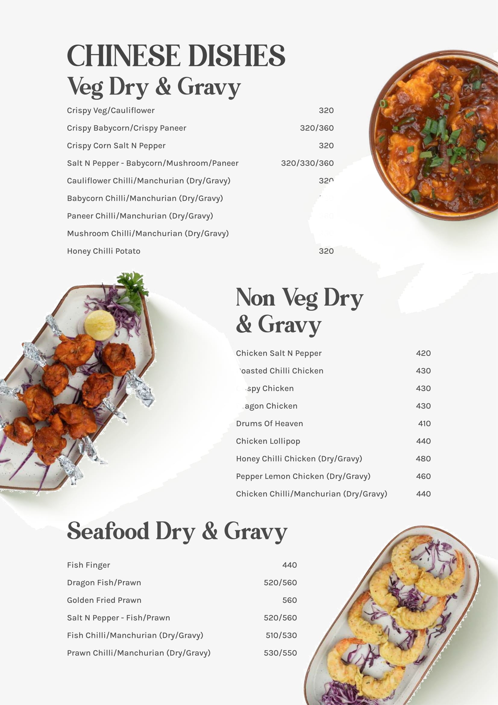 Menu of Coal Spark, Gachibowli, Hyderabad