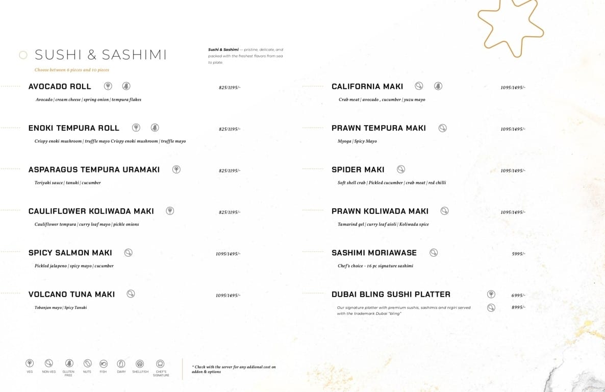 Menu of Koca, Golf Avenue 42, Gurgaon