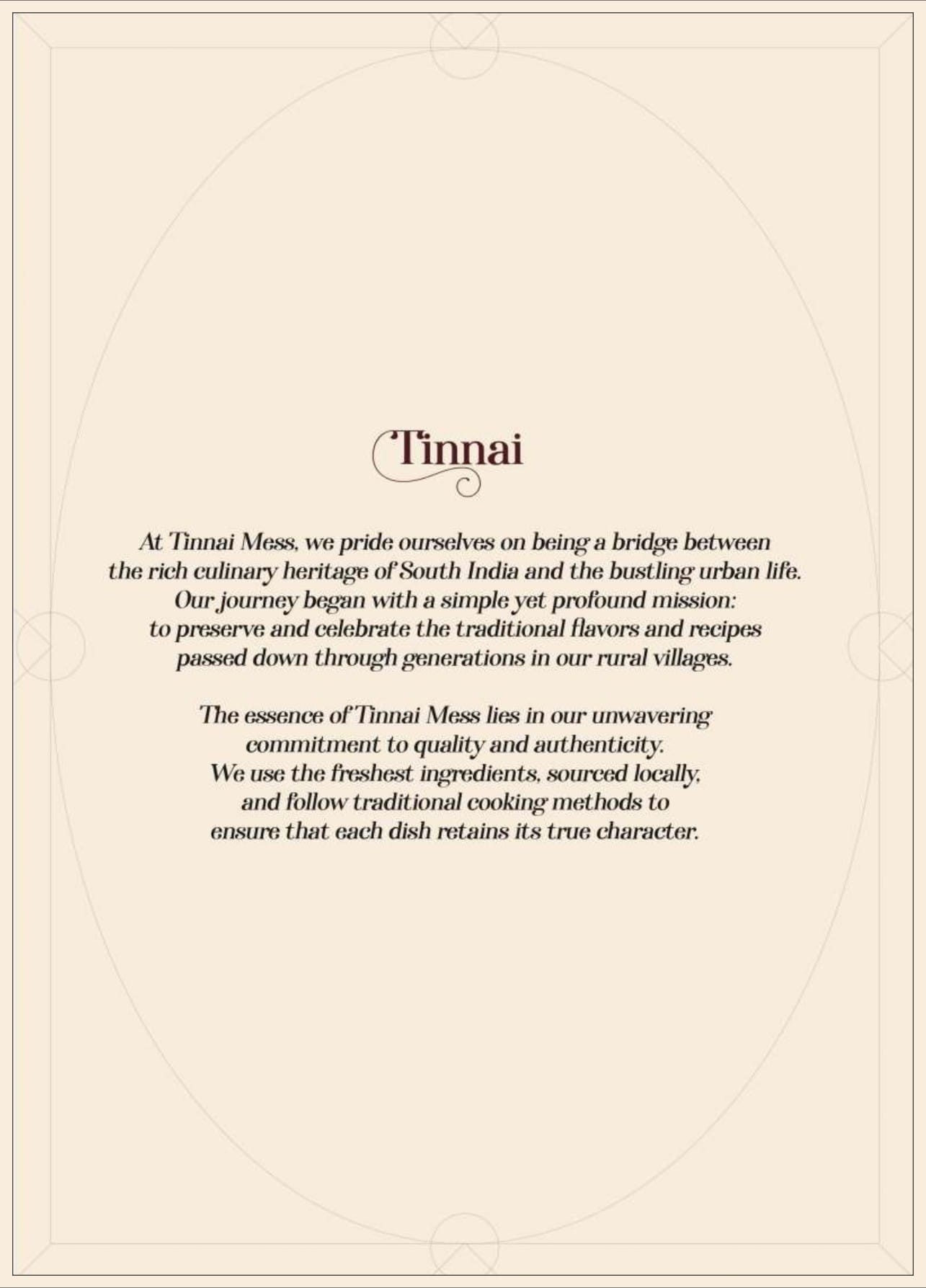 Menu of Tinnai Mess - Gramiya Manam, Sholinganallur, Chennai