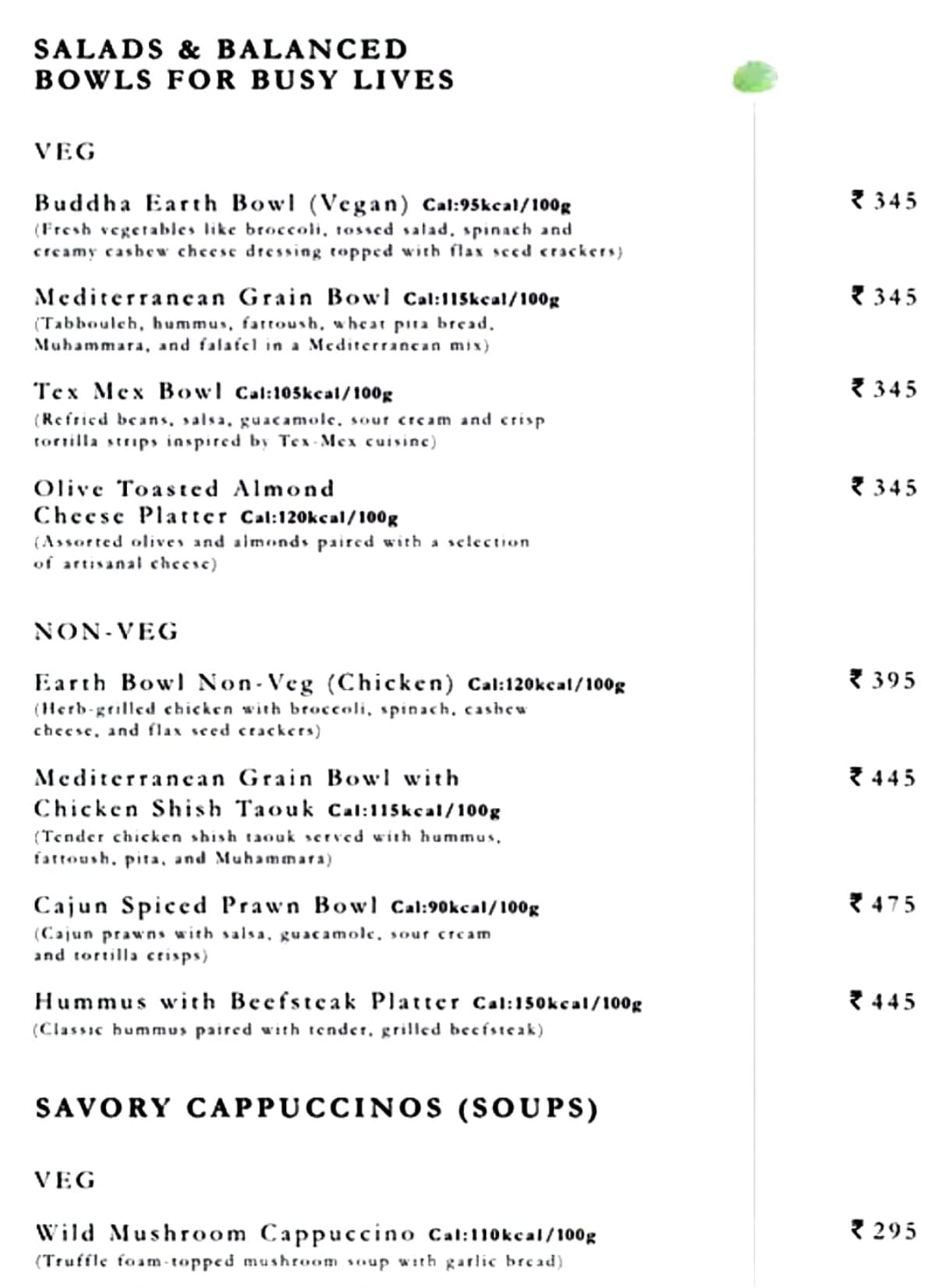 Menu of Cafe Noci, Royapettah, Chennai