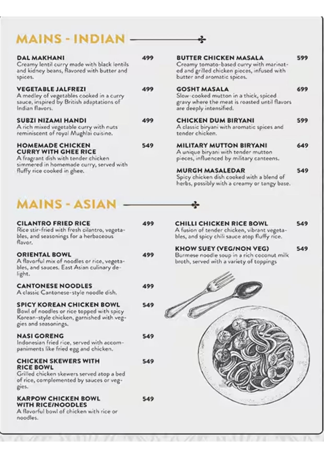 Menu of ANTHM, Financial District, Hyderabad