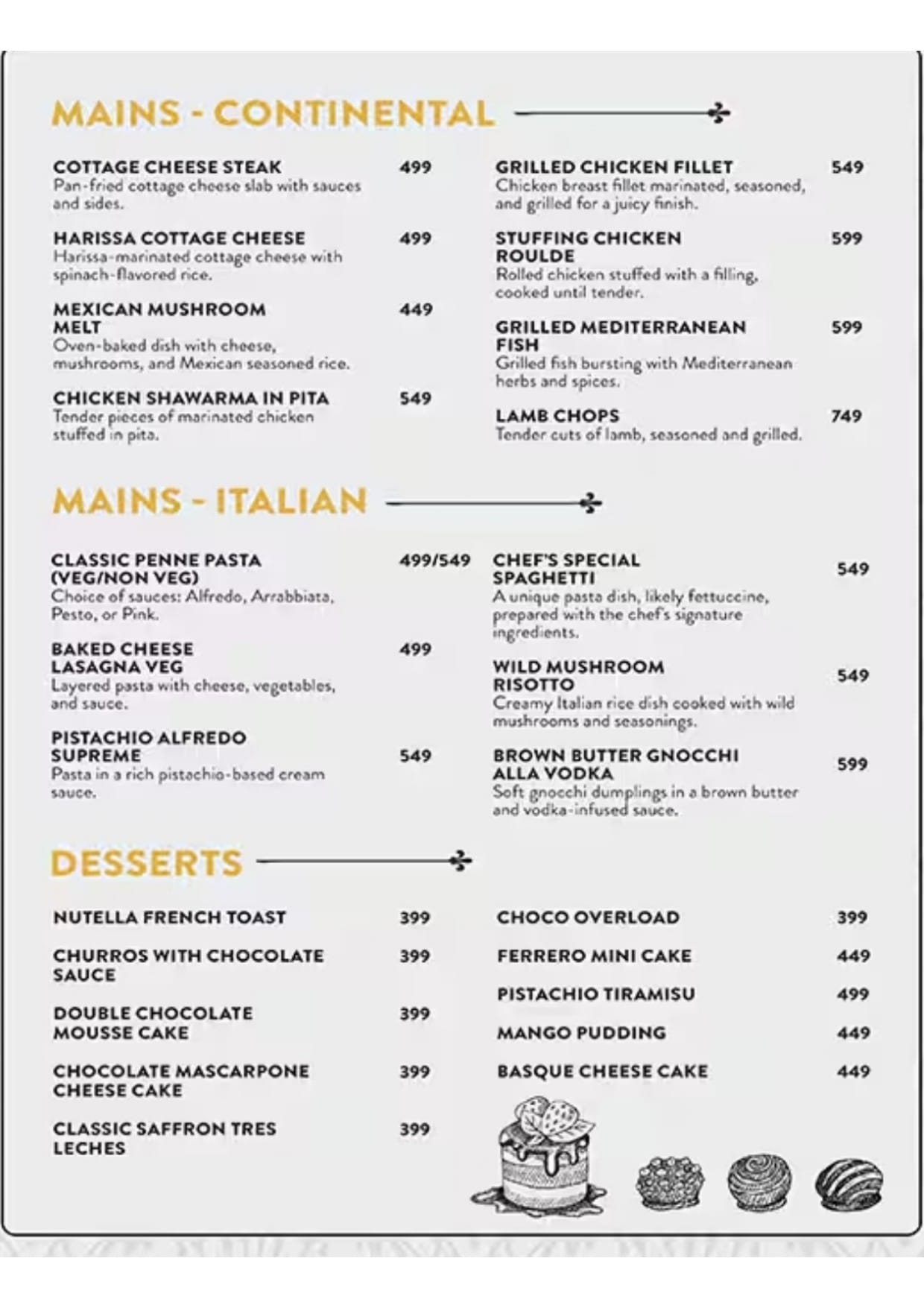 Menu of ANTHM, Financial District, Hyderabad