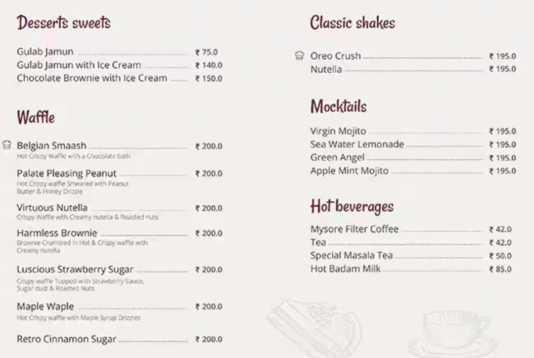 Menu of Mathsya , Adyar, Chennai