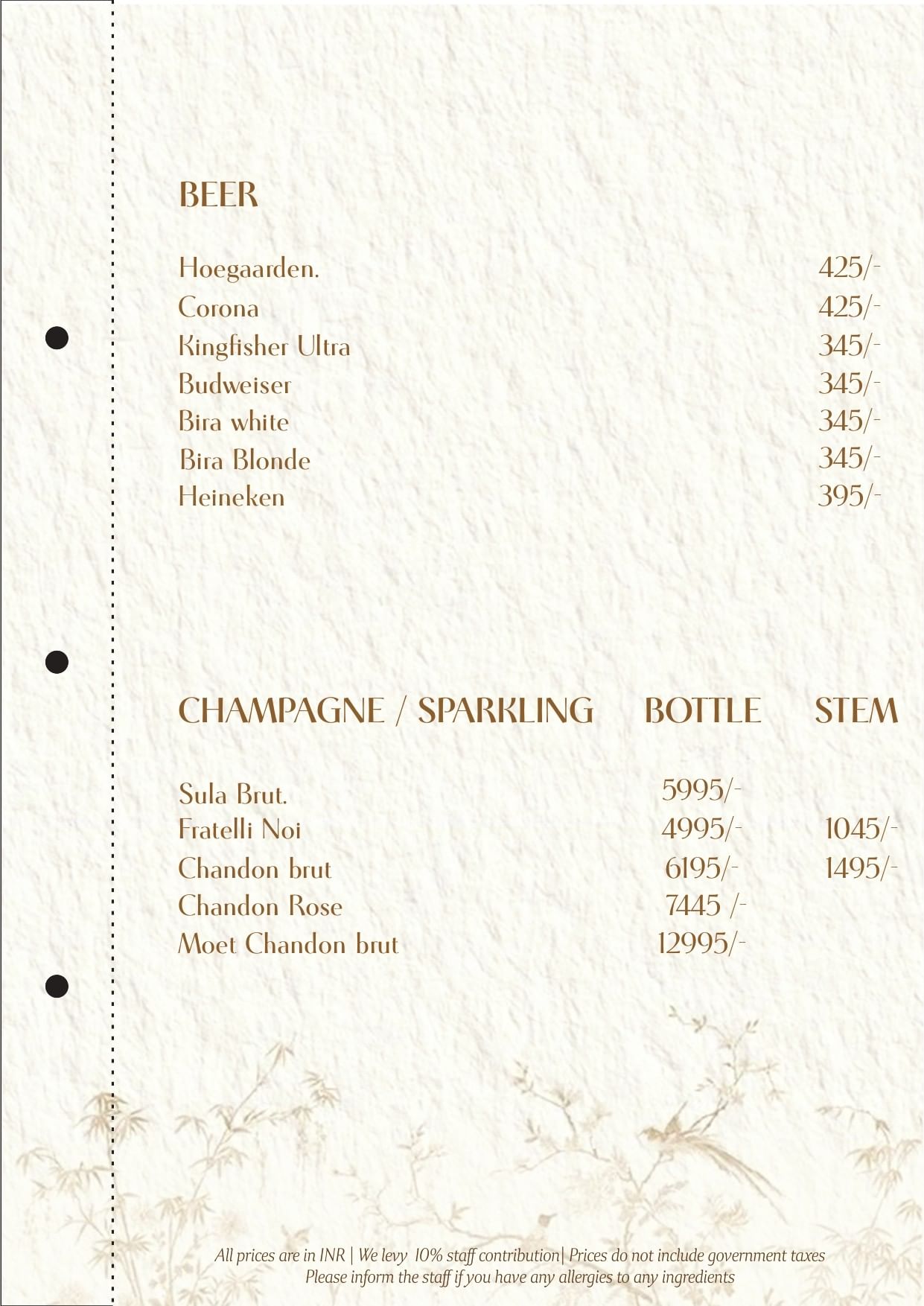 Menu of Birch By Romeo Lane , Rcube Monad, Noida