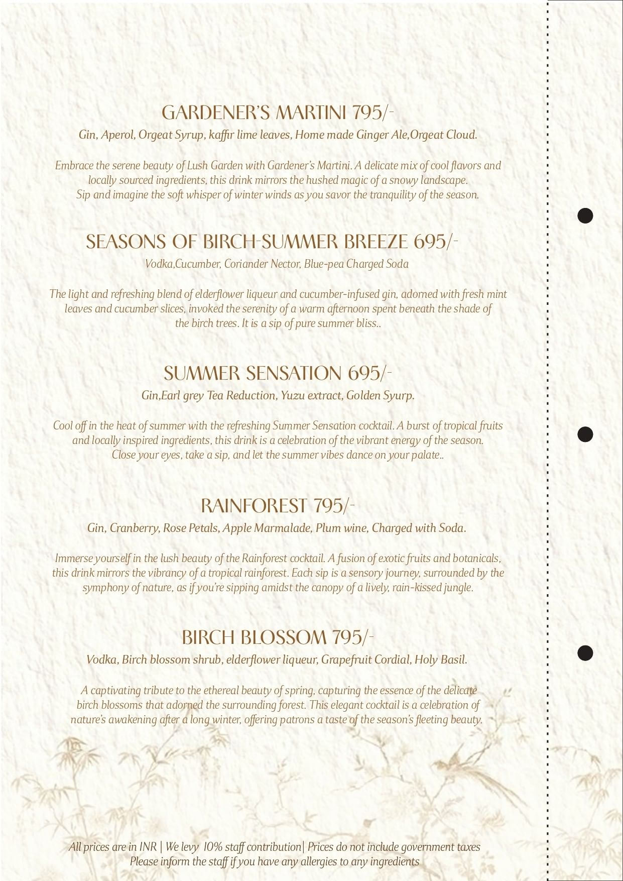 Menu of Birch By Romeo Lane , Rcube Monad, Noida