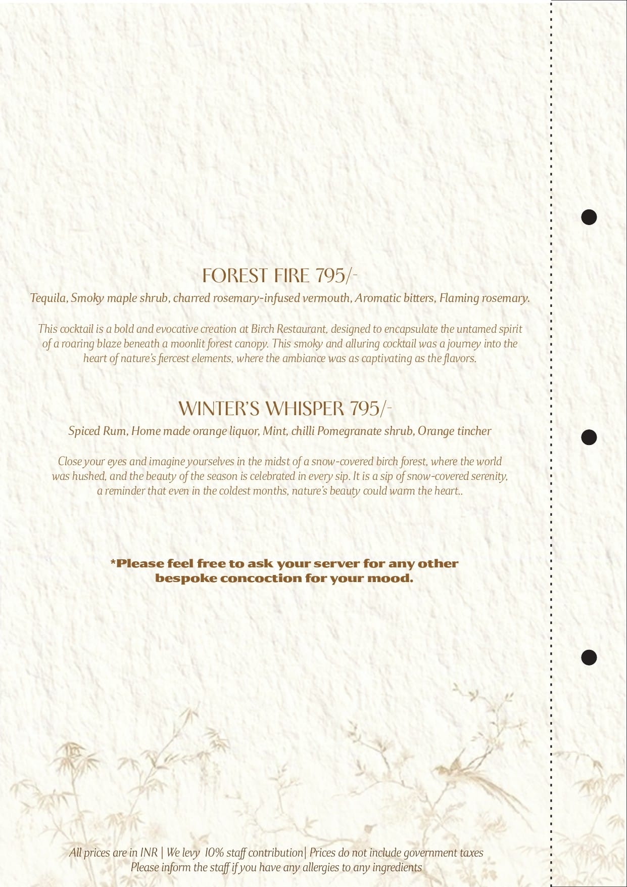 Menu of Birch By Romeo Lane , Rcube Monad, Noida