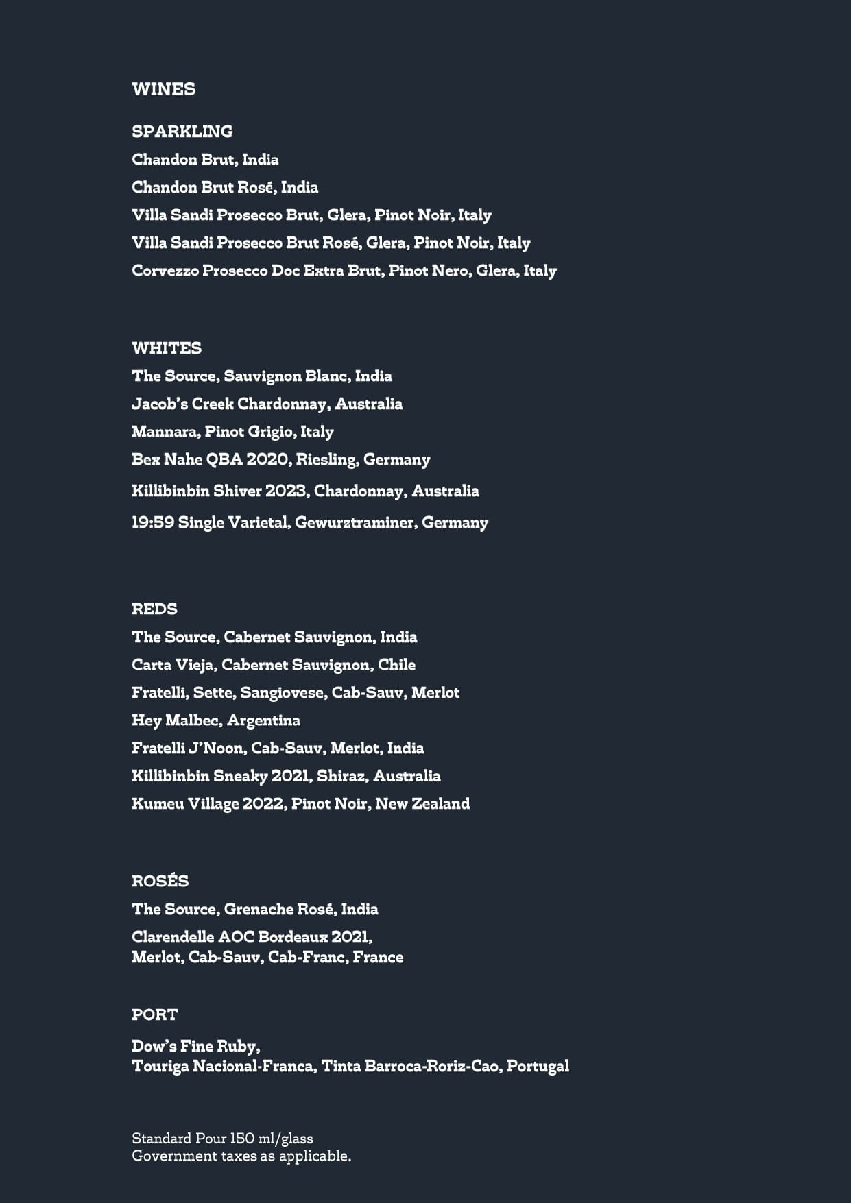 Menu of Bandra Born, Bandra West, Western Suburbs