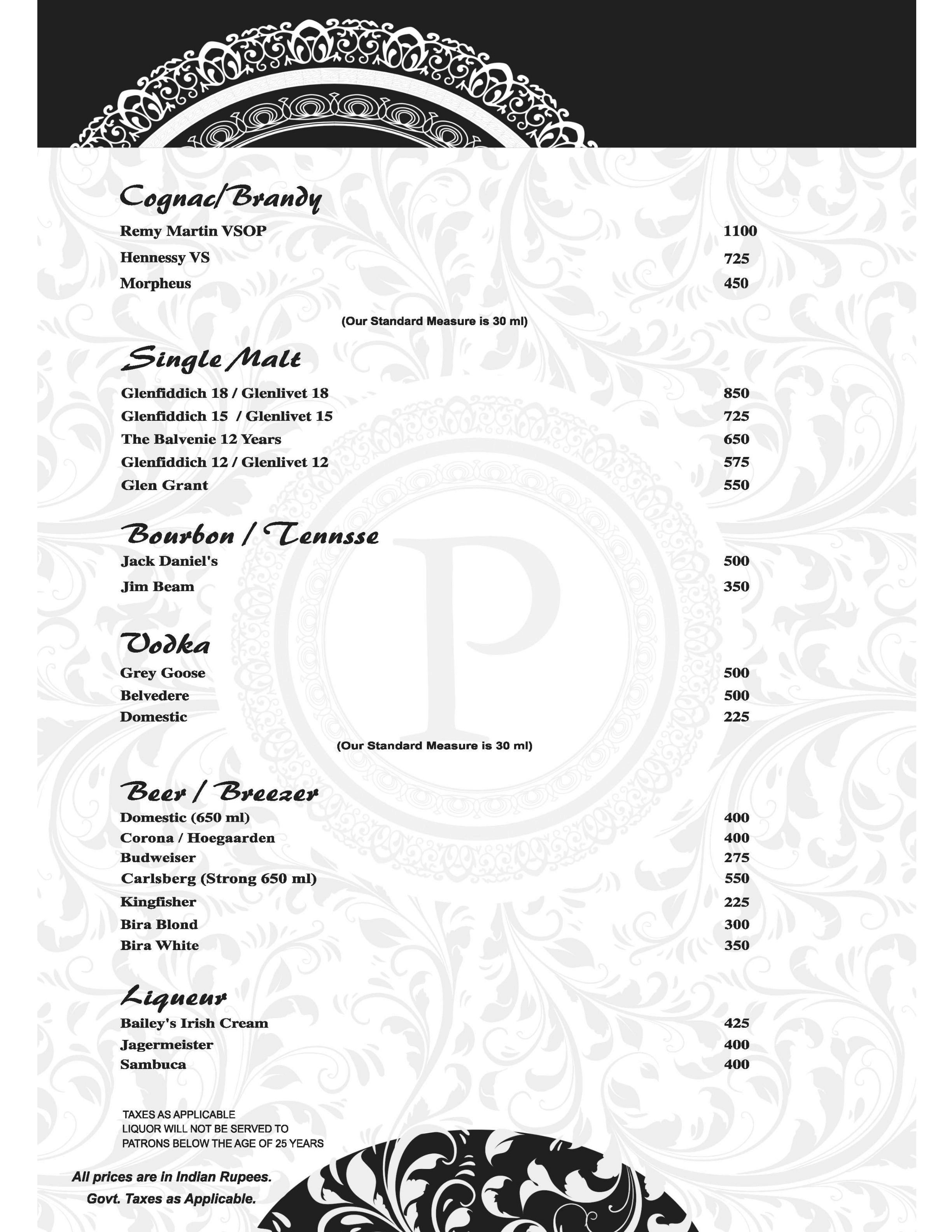 Menu of Parikrama The Revolving Restaurant, Barakhamba Road, Central Delhi