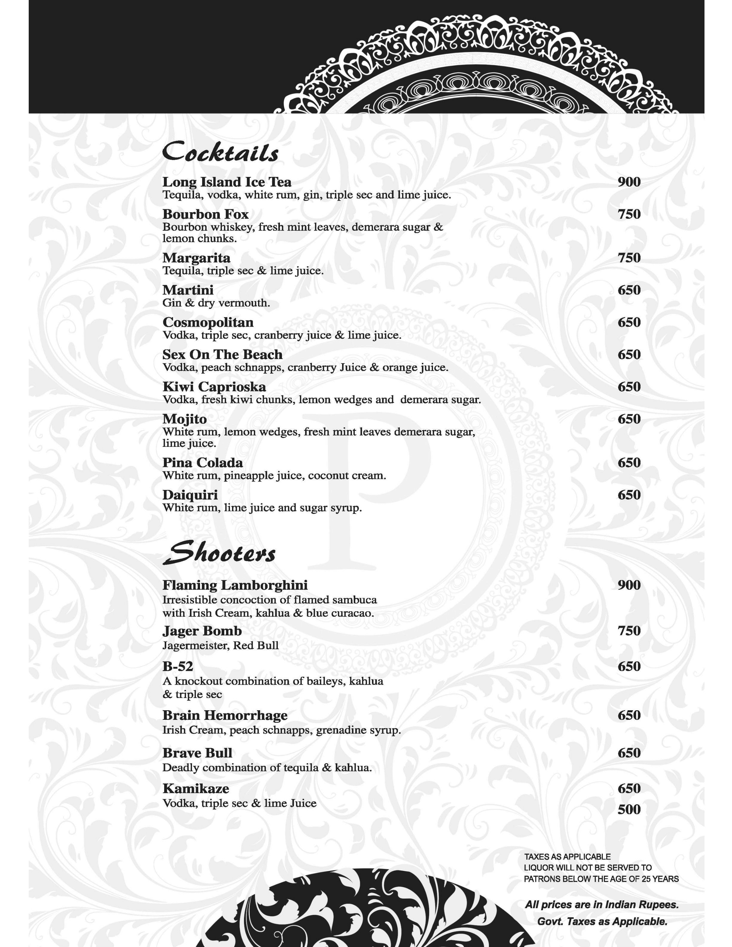 Menu of Parikrama The Revolving Restaurant, Barakhamba Road, Central Delhi