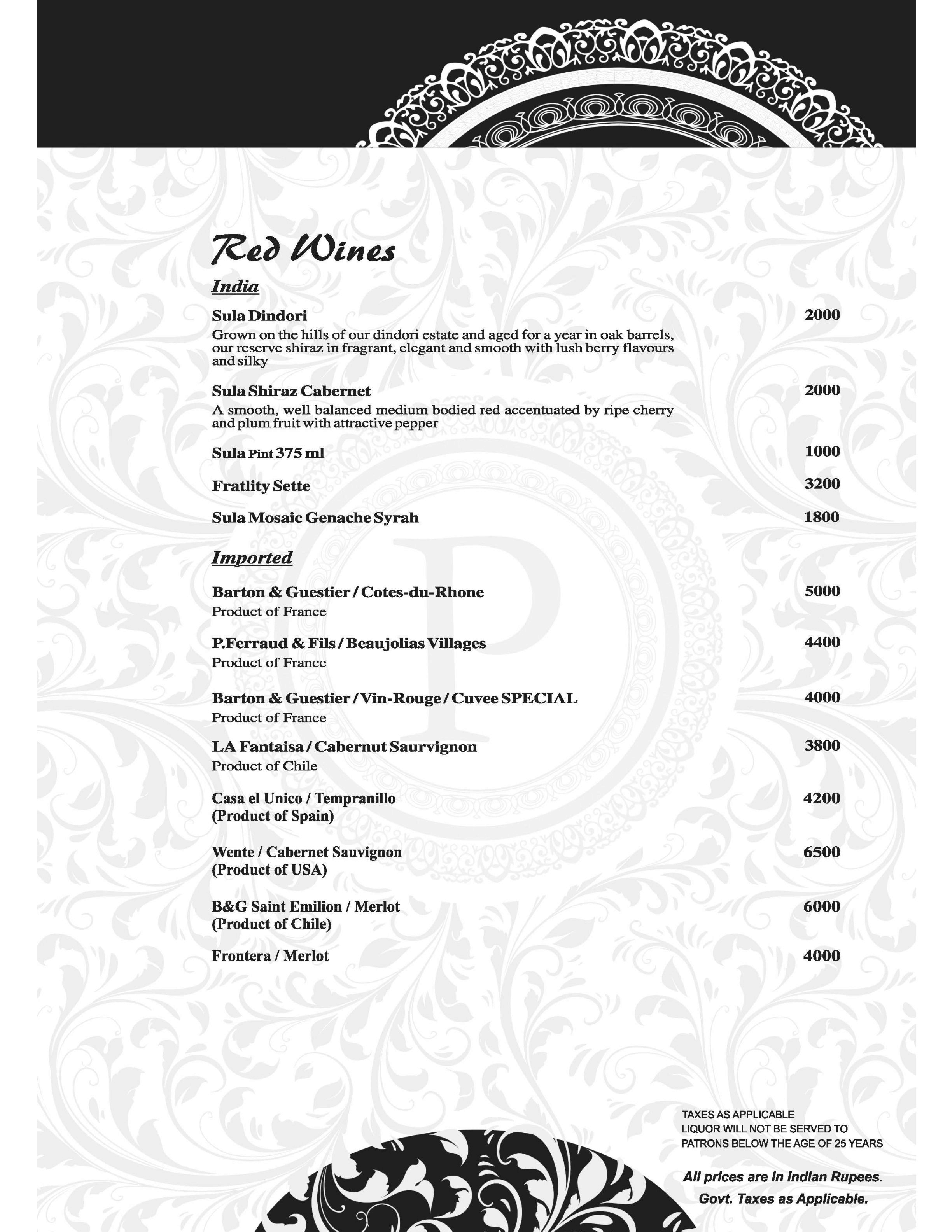 Menu of Parikrama The Revolving Restaurant, Barakhamba Road, Central Delhi