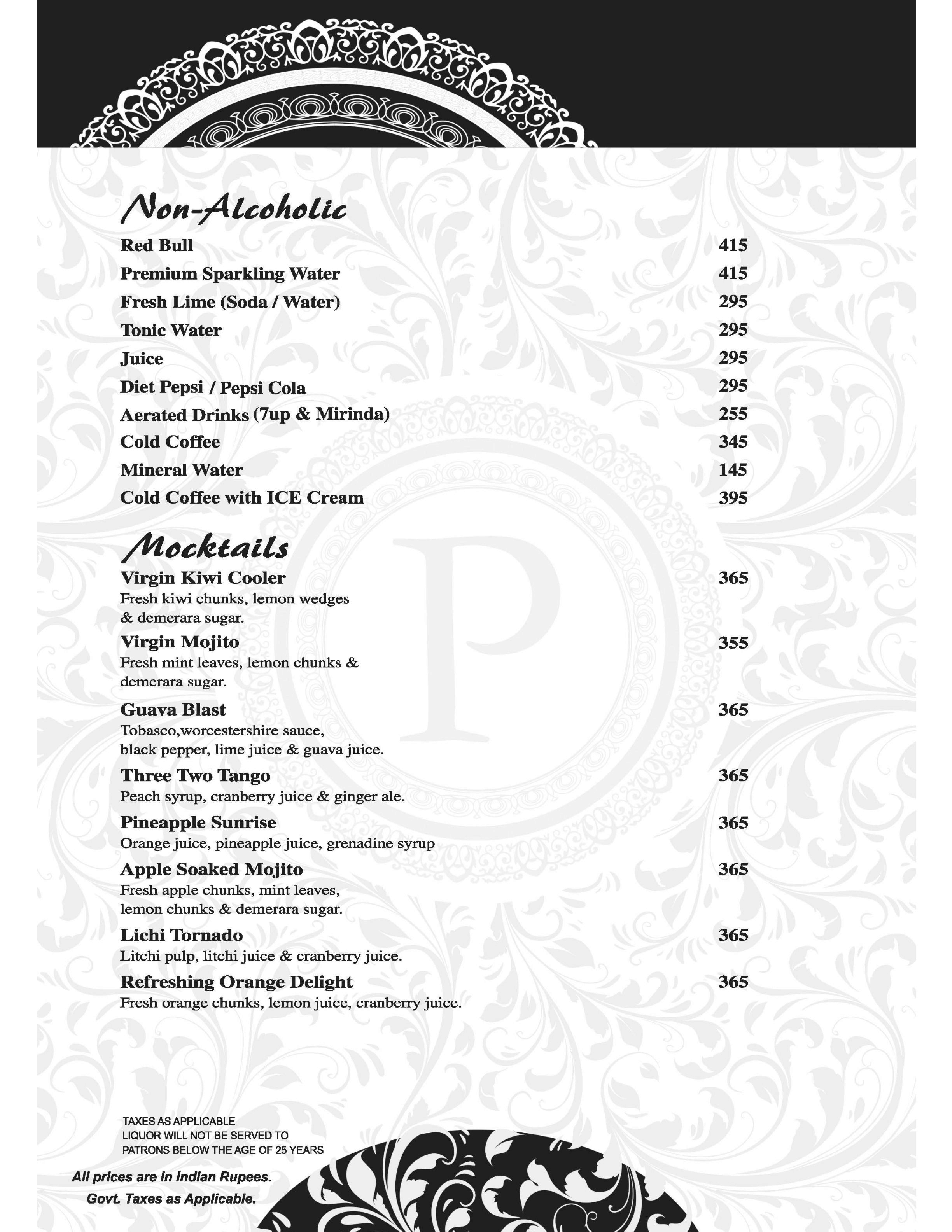 Menu of Parikrama The Revolving Restaurant, Barakhamba Road, Central Delhi