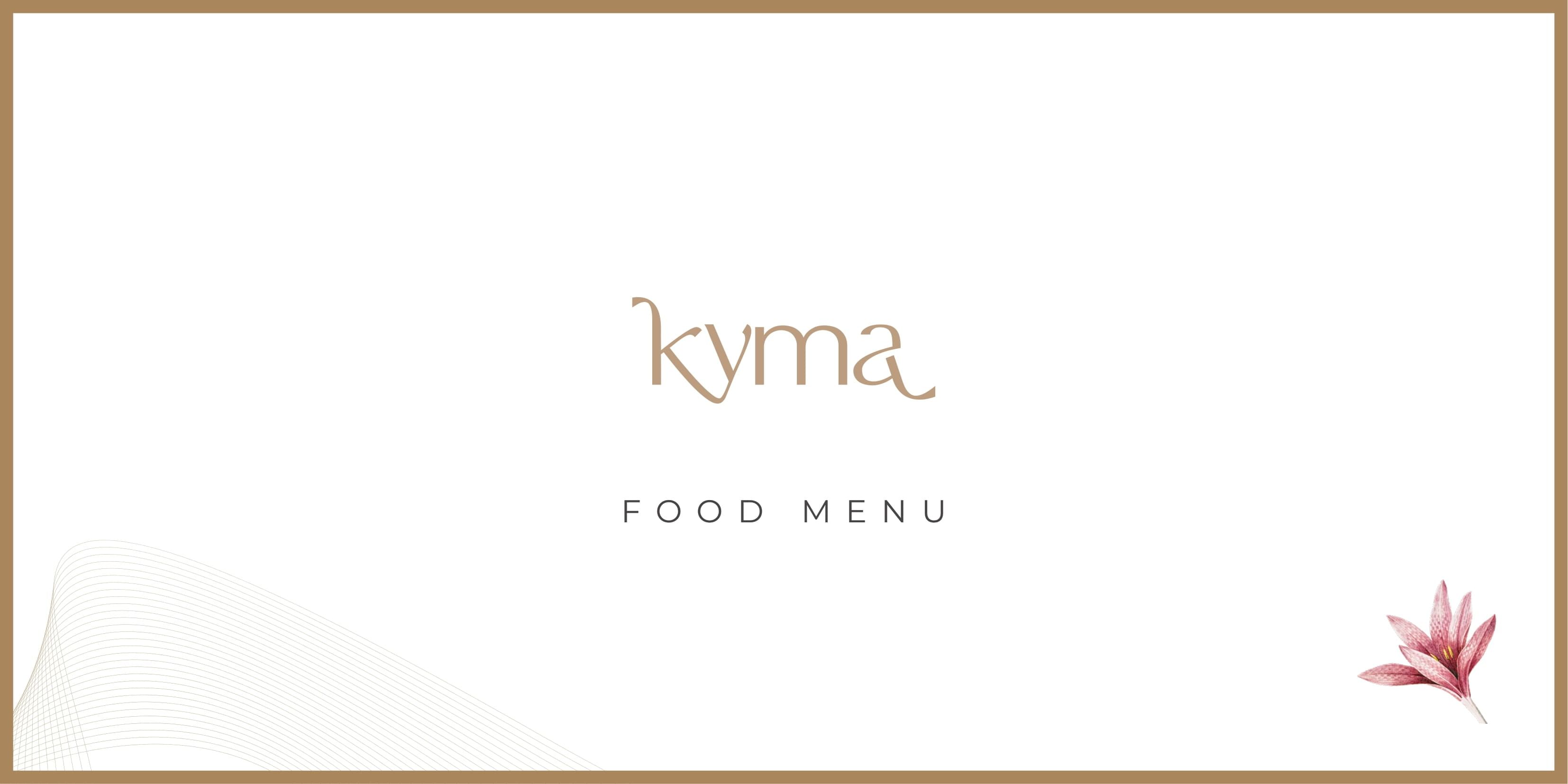 Menu of Kyma, Hitech City, Hyderabad