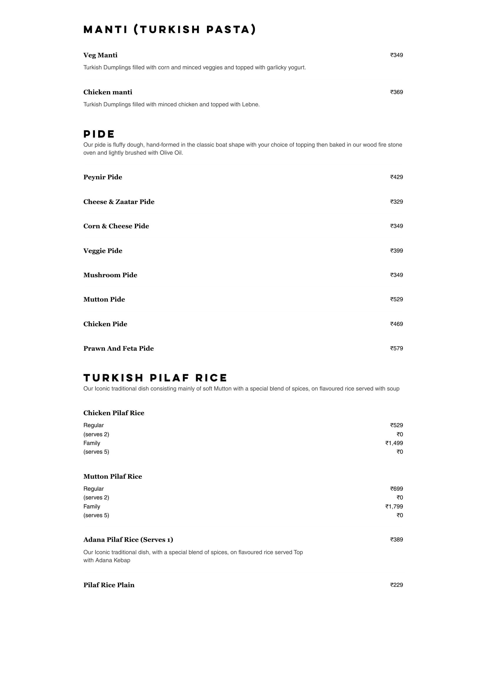 Menu of TuGo - Turpu Godavari, Jubilee Hills, Hyderabad