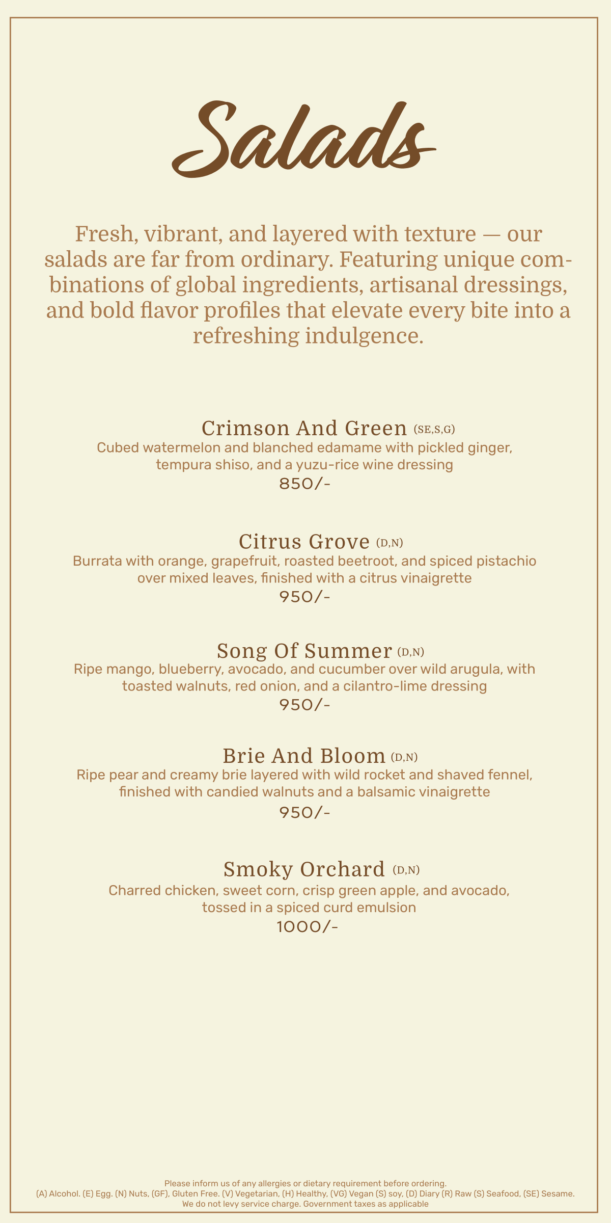 Menu of Mercii, Santacruz West, Western Suburbs