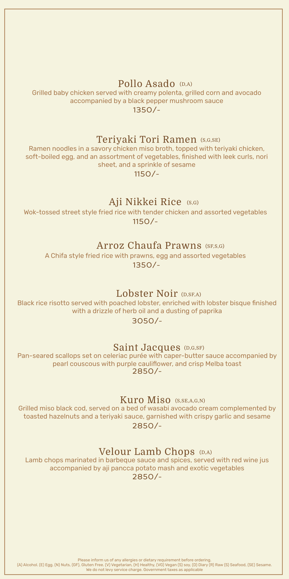 Menu of Mercii, Santacruz West, Western Suburbs