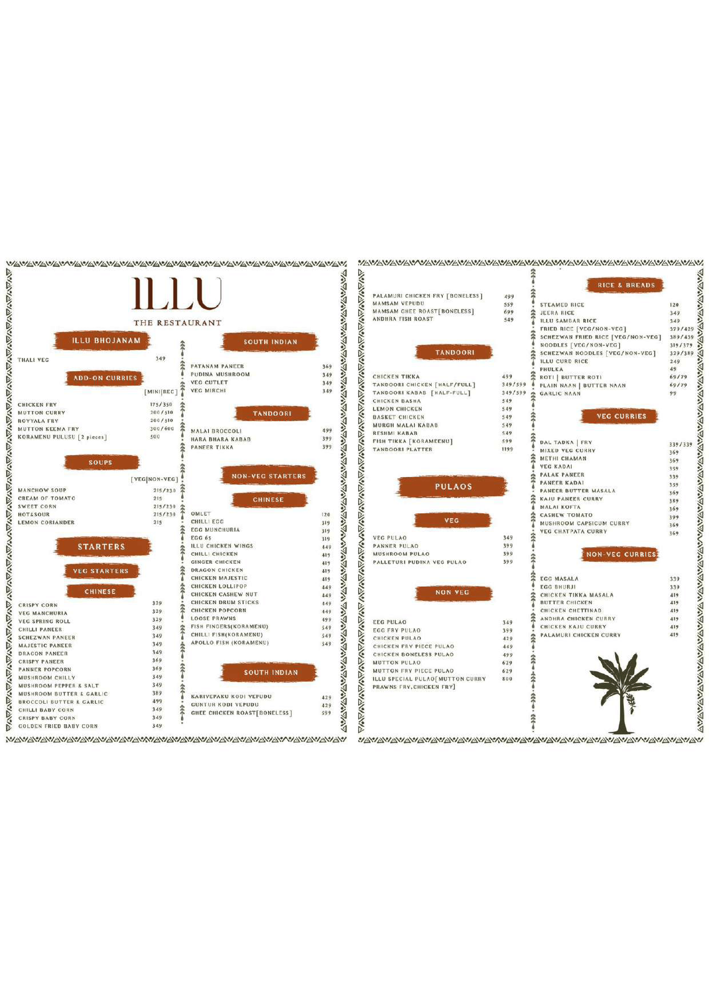 Menu of ILLU The Restaurant, Jubilee Hills, Hyderabad