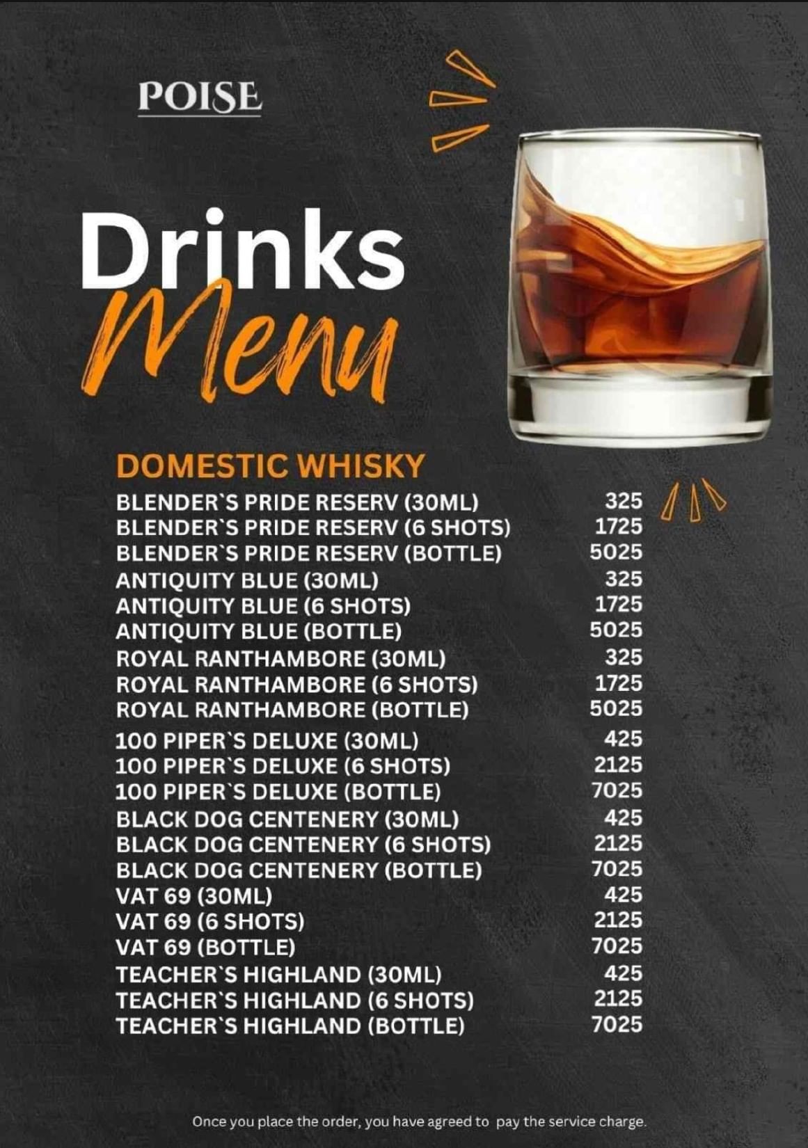 Menu of Poise, Hinjawadi, Pune