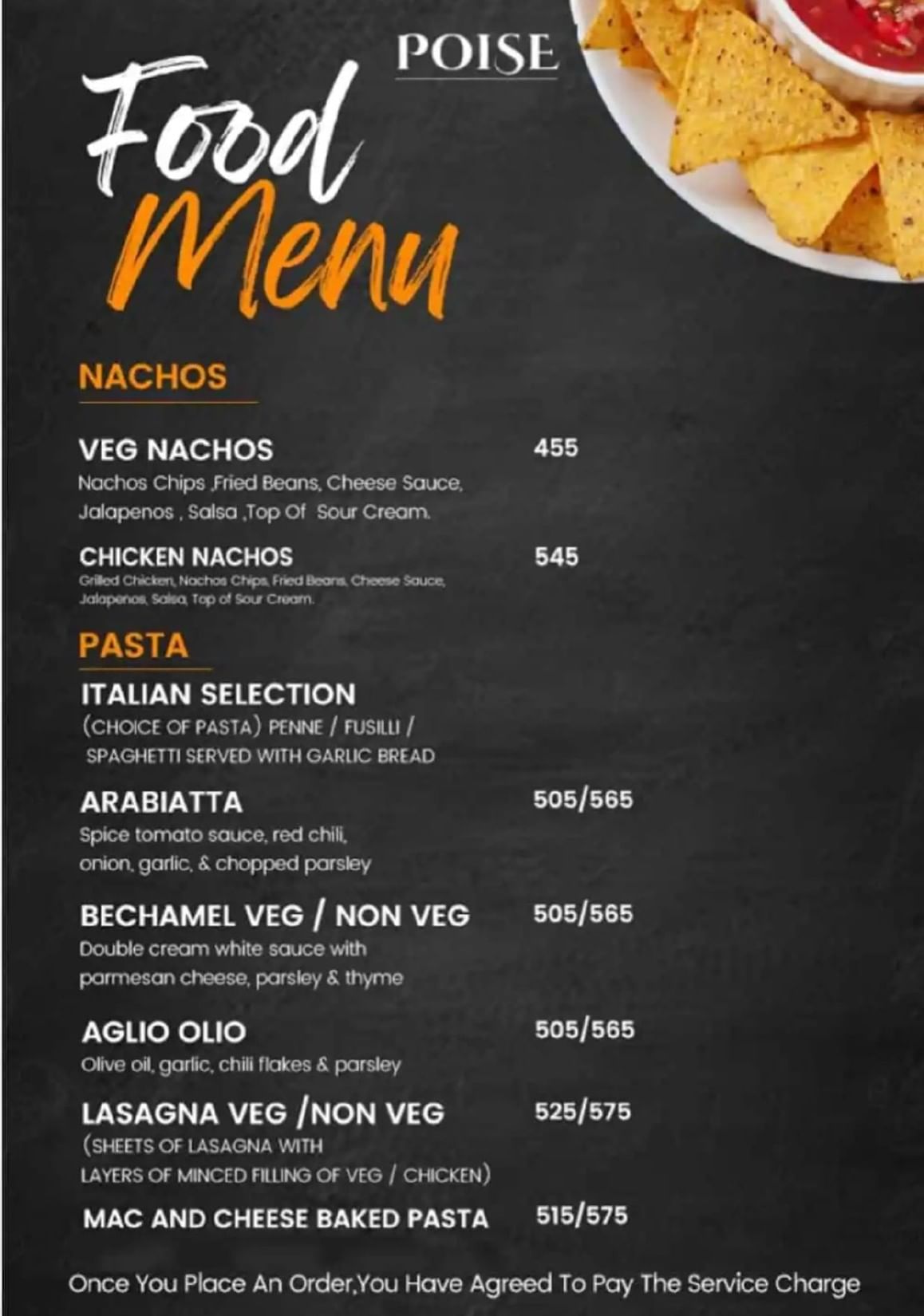 Menu of Poise, Hinjawadi, Pune