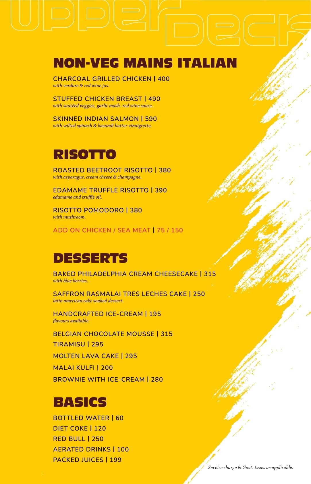 Menu of Upper Deck, Hotel Melior Inn, Airoli