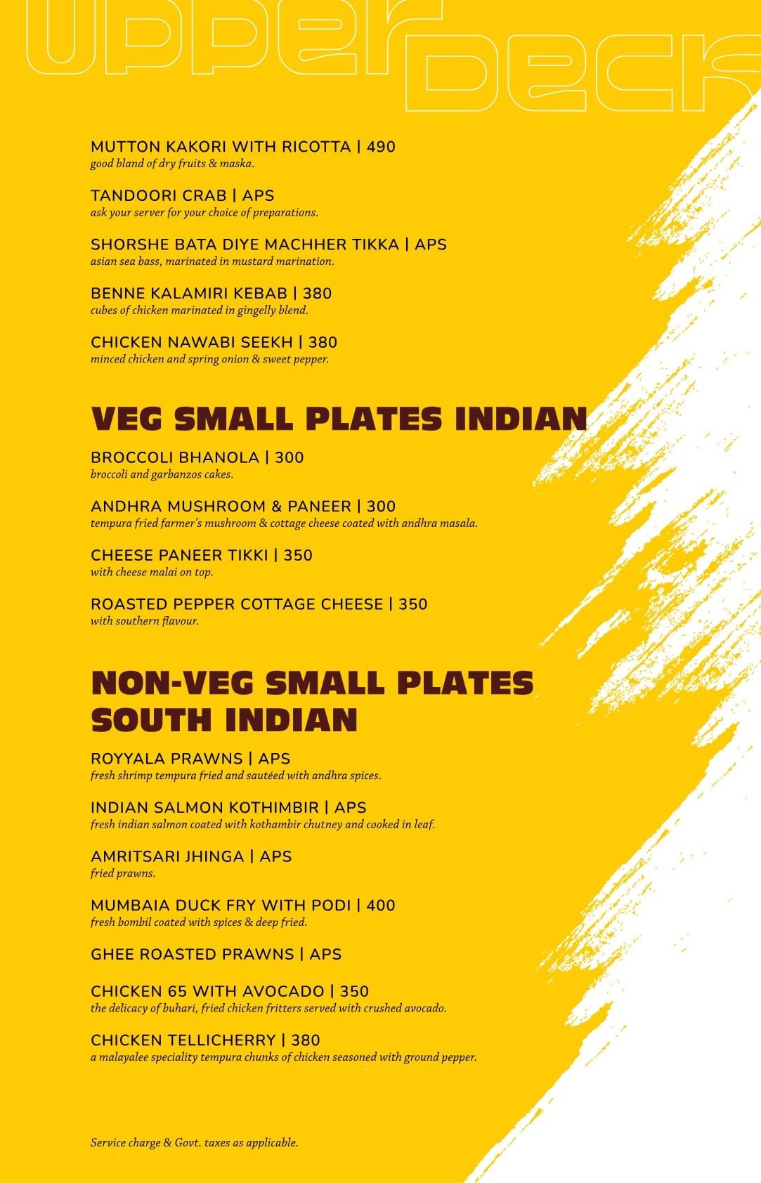Menu of Upper Deck, Hotel Melior Inn, Airoli