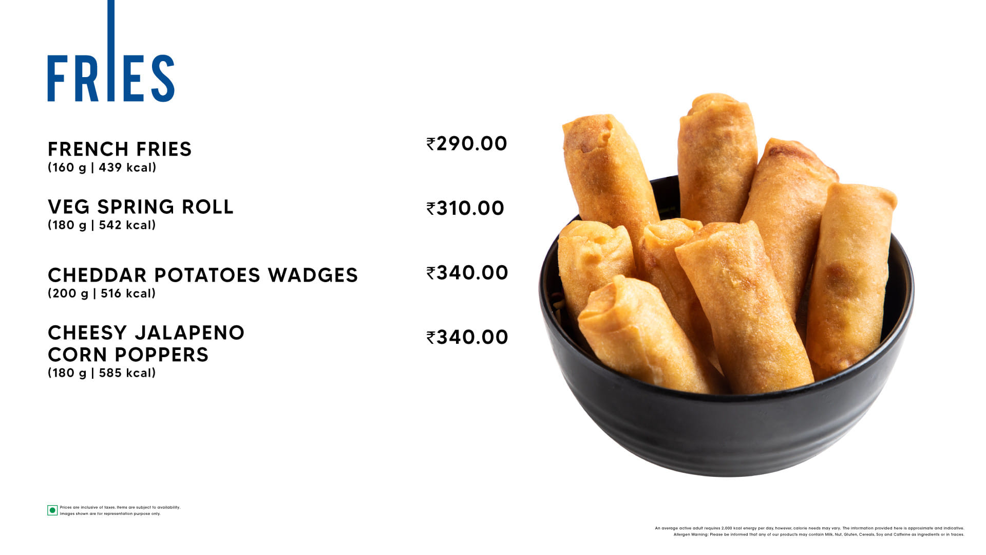 Menu of INOX, SMR Vinay Metro Mall