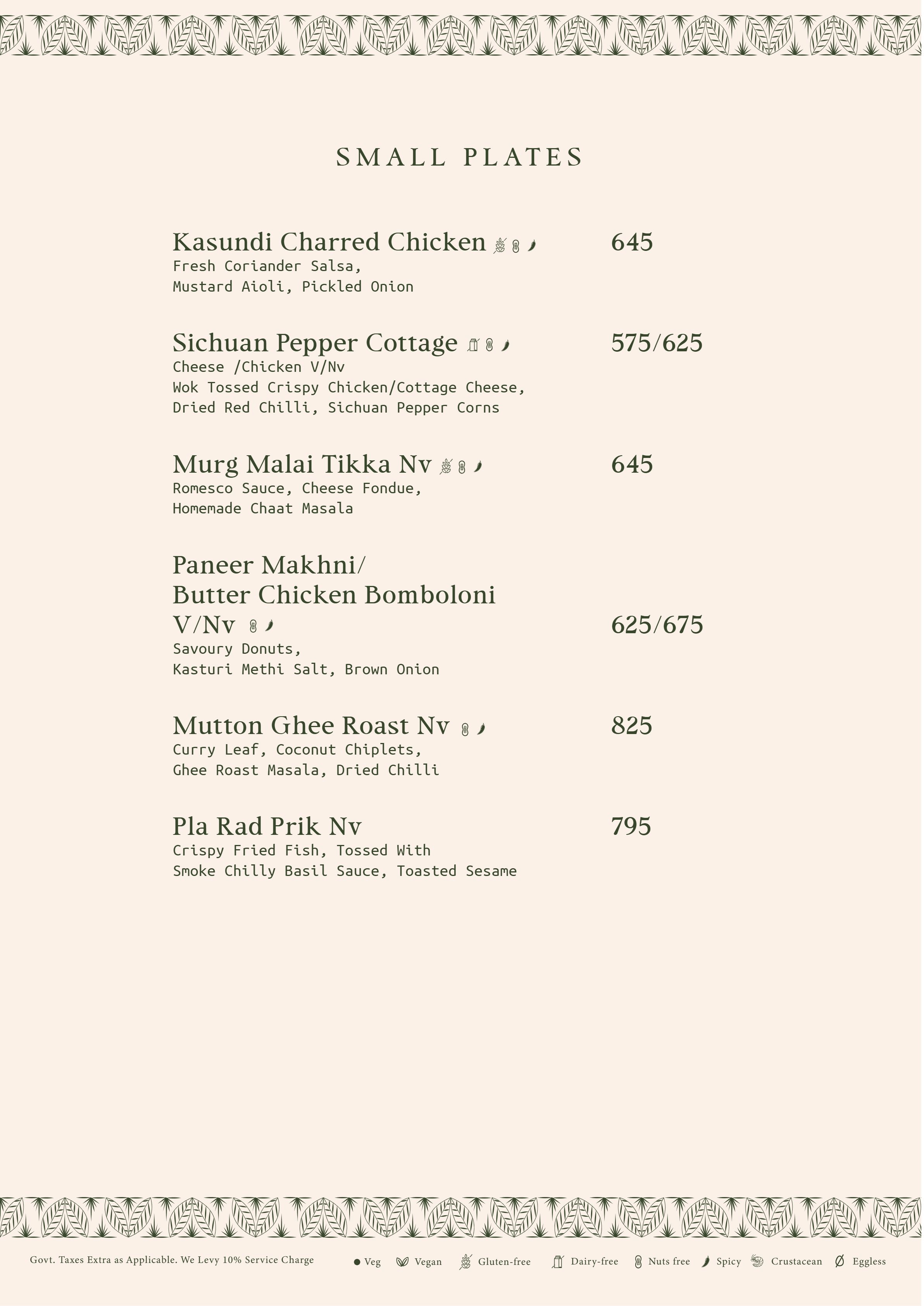 Menu of one8 Commune, Lower Parel, South Mumbai