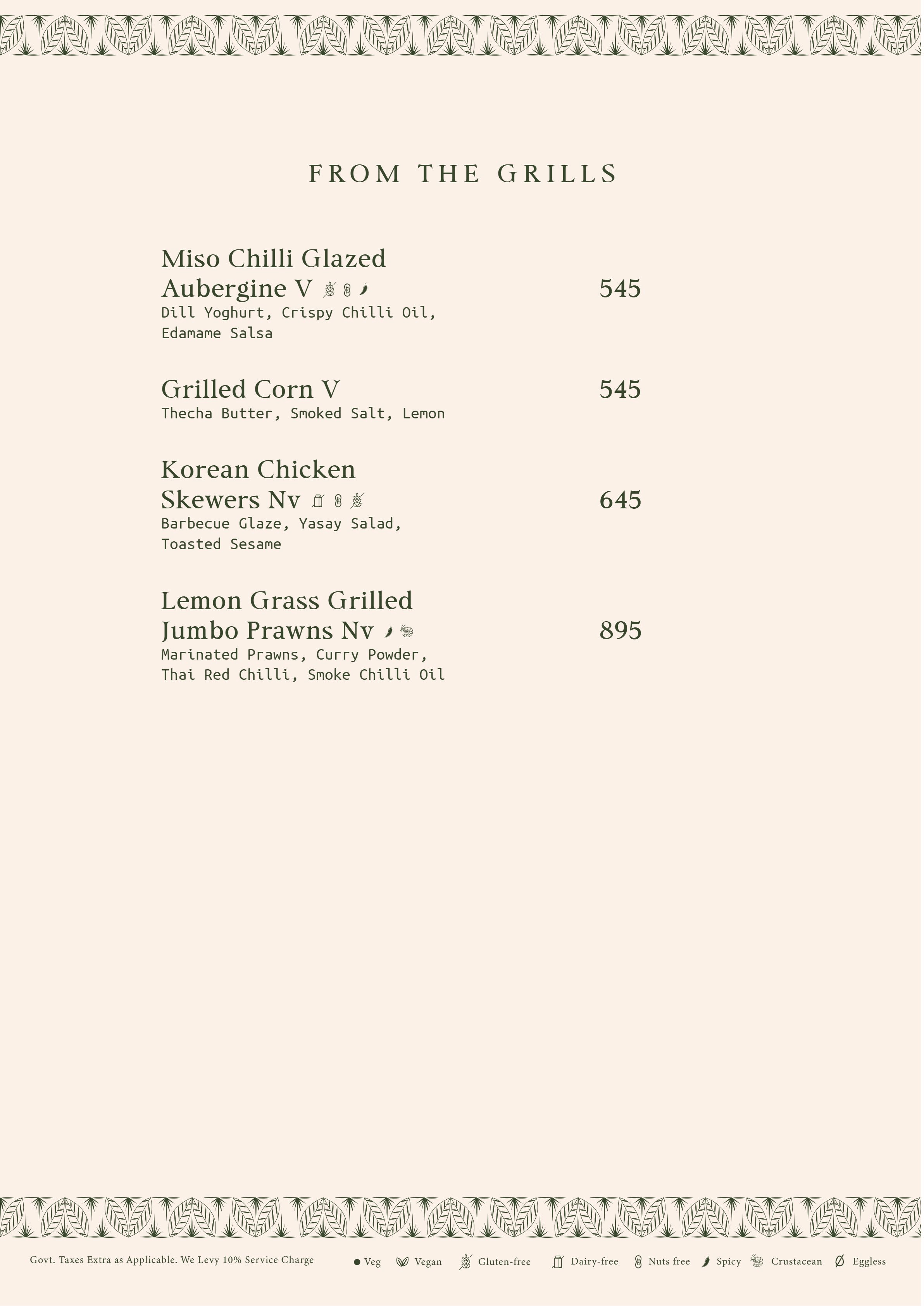 Menu of one8 Commune, Lower Parel, South Mumbai