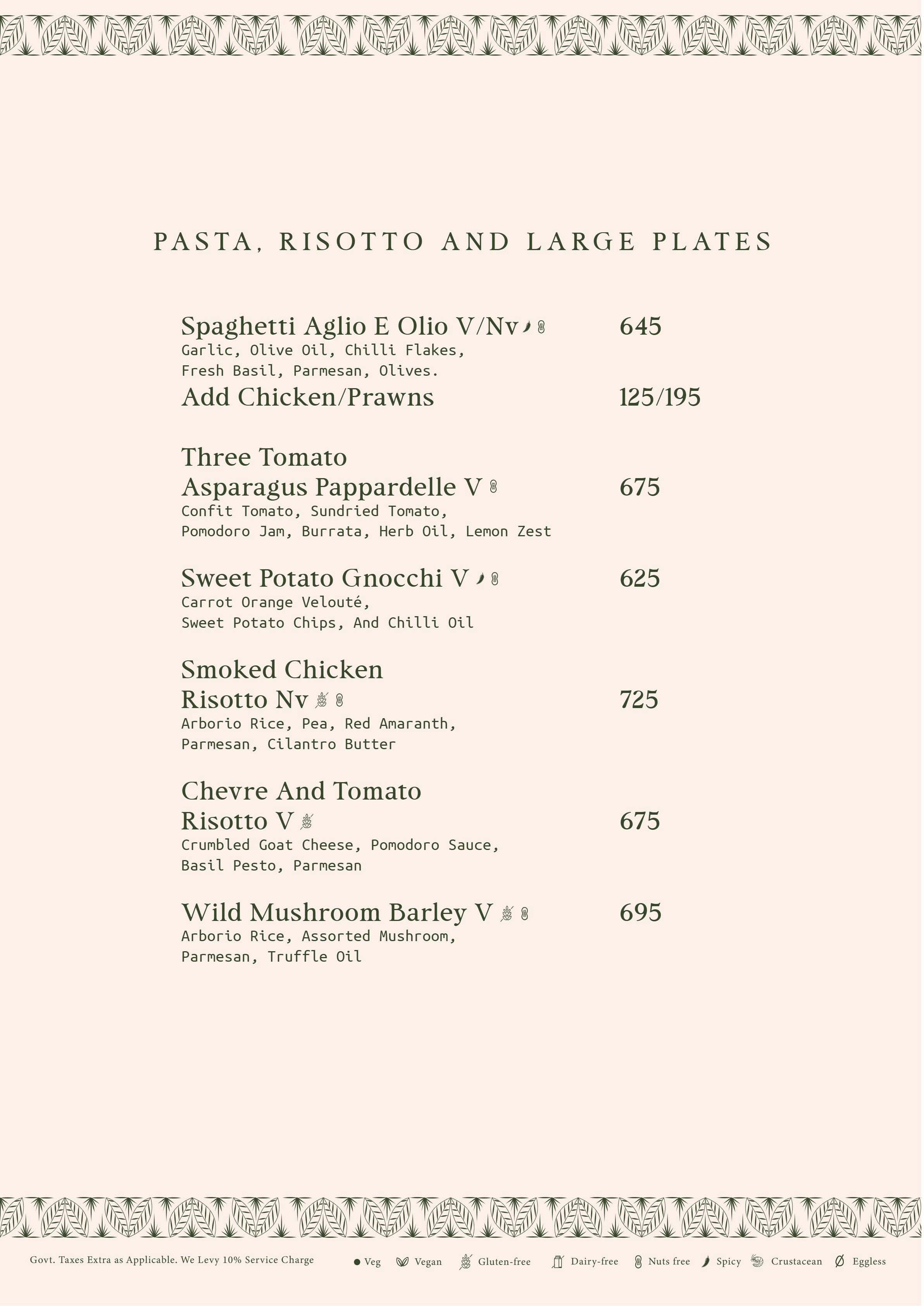 Menu of one8 Commune, Lower Parel, South Mumbai