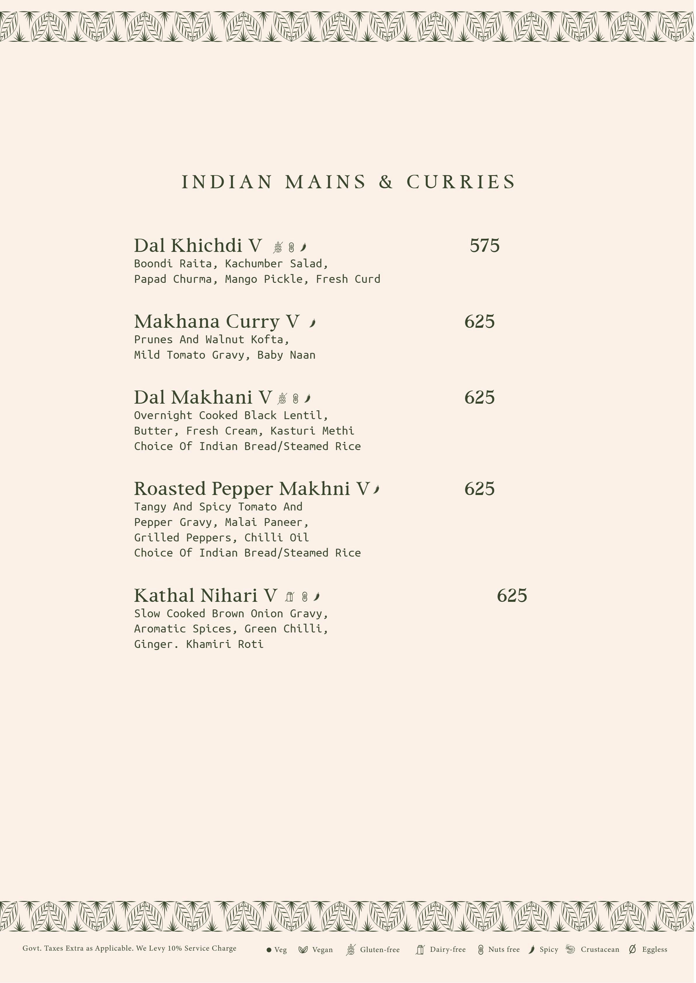 Menu of one8 Commune, Lower Parel, South Mumbai