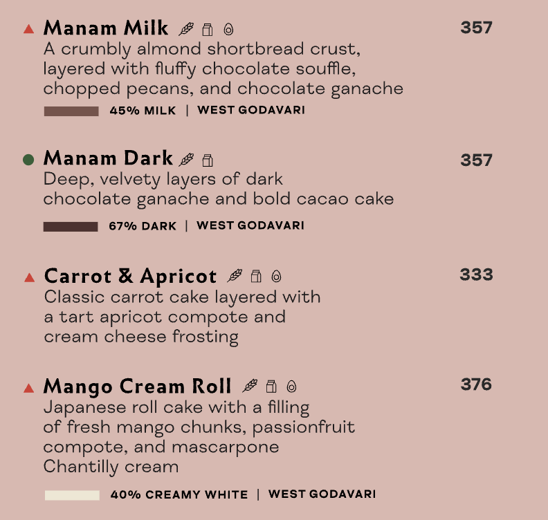 Menu of Manam Chocolate, Malviya Nagar, South Delhi