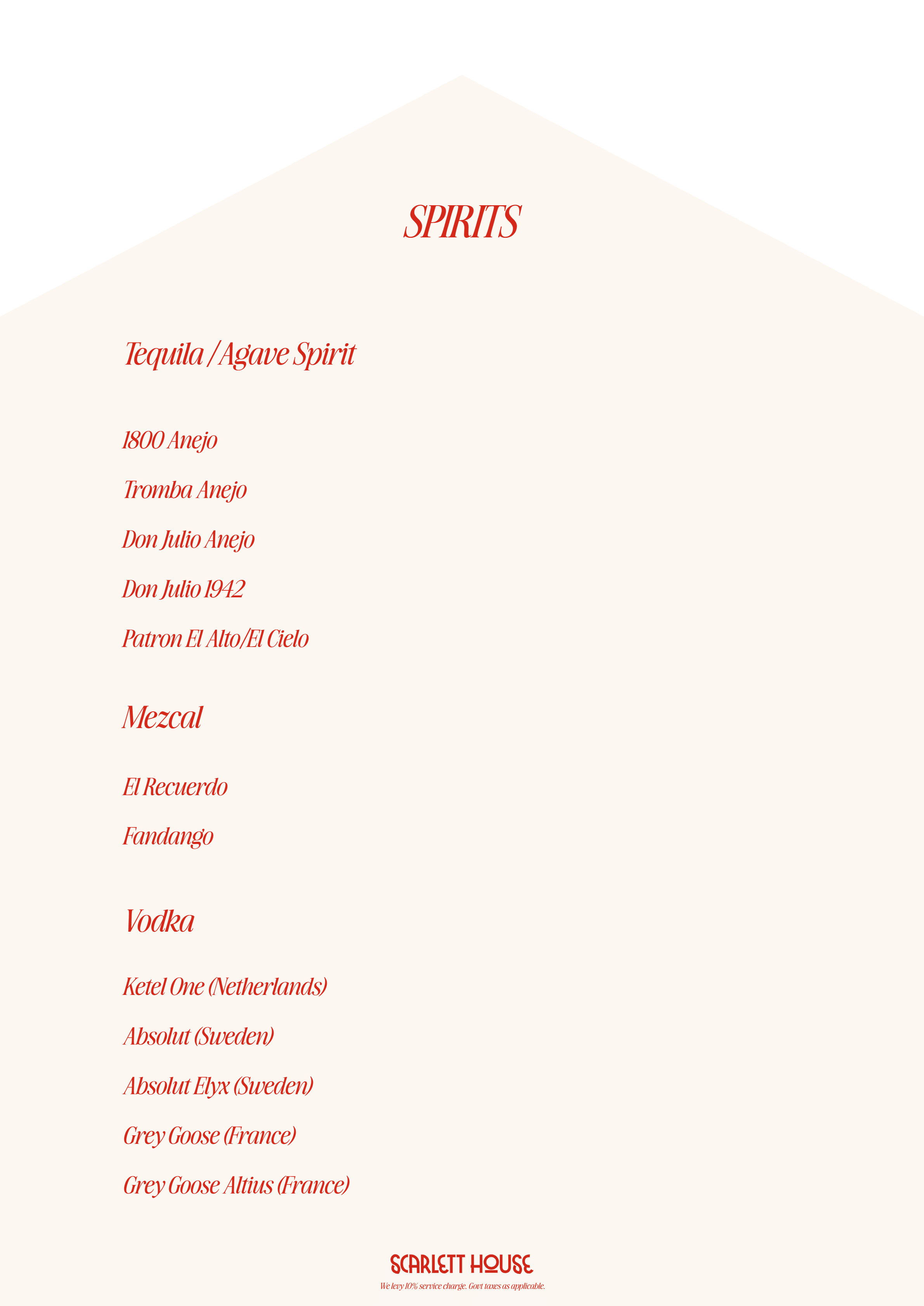 Menu of Scarlett House, Bandra West, Western Suburbs
