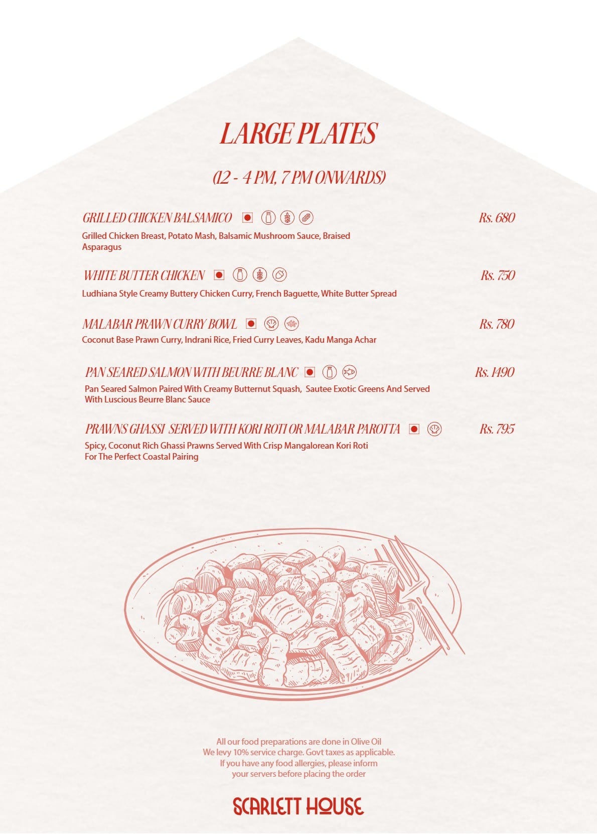 Menu of Scarlett House, Bandra West, Western Suburbs