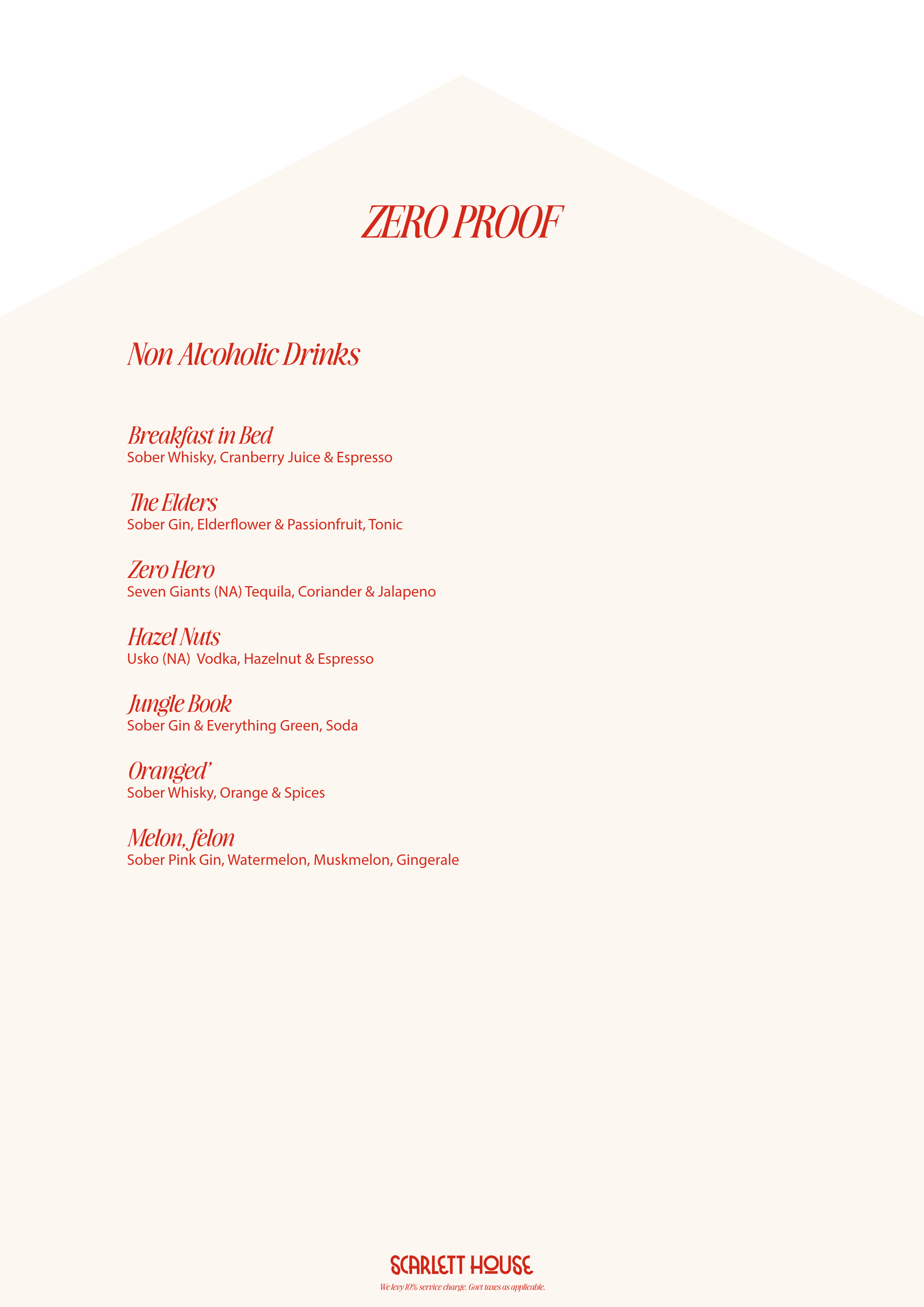 Menu of Scarlett House, Bandra West, Western Suburbs