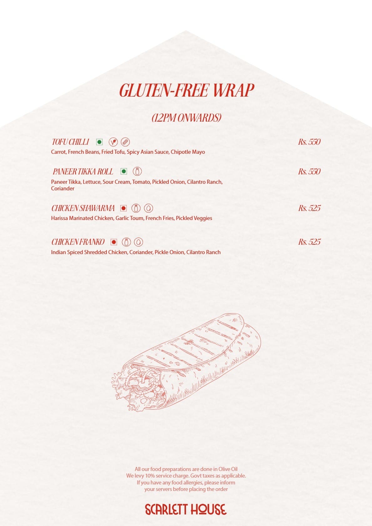Menu of Scarlett House, Bandra West, Western Suburbs