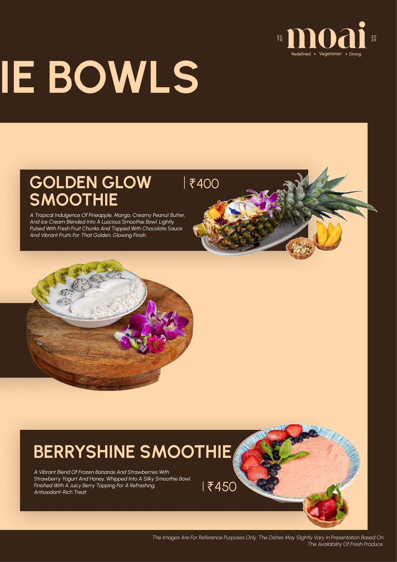 Menu of Moai - Redefined Vegetarian Dining, Jayanagar, South Bengaluru