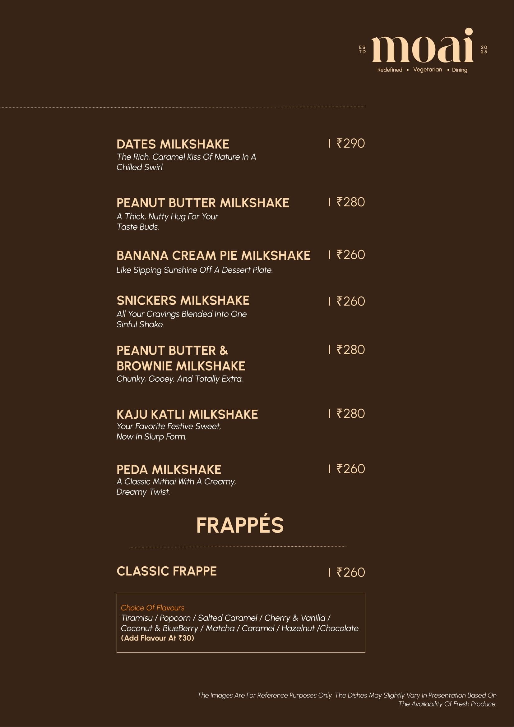 Menu of Moai - Redefined Vegetarian Dining, Jayanagar, South Bengaluru